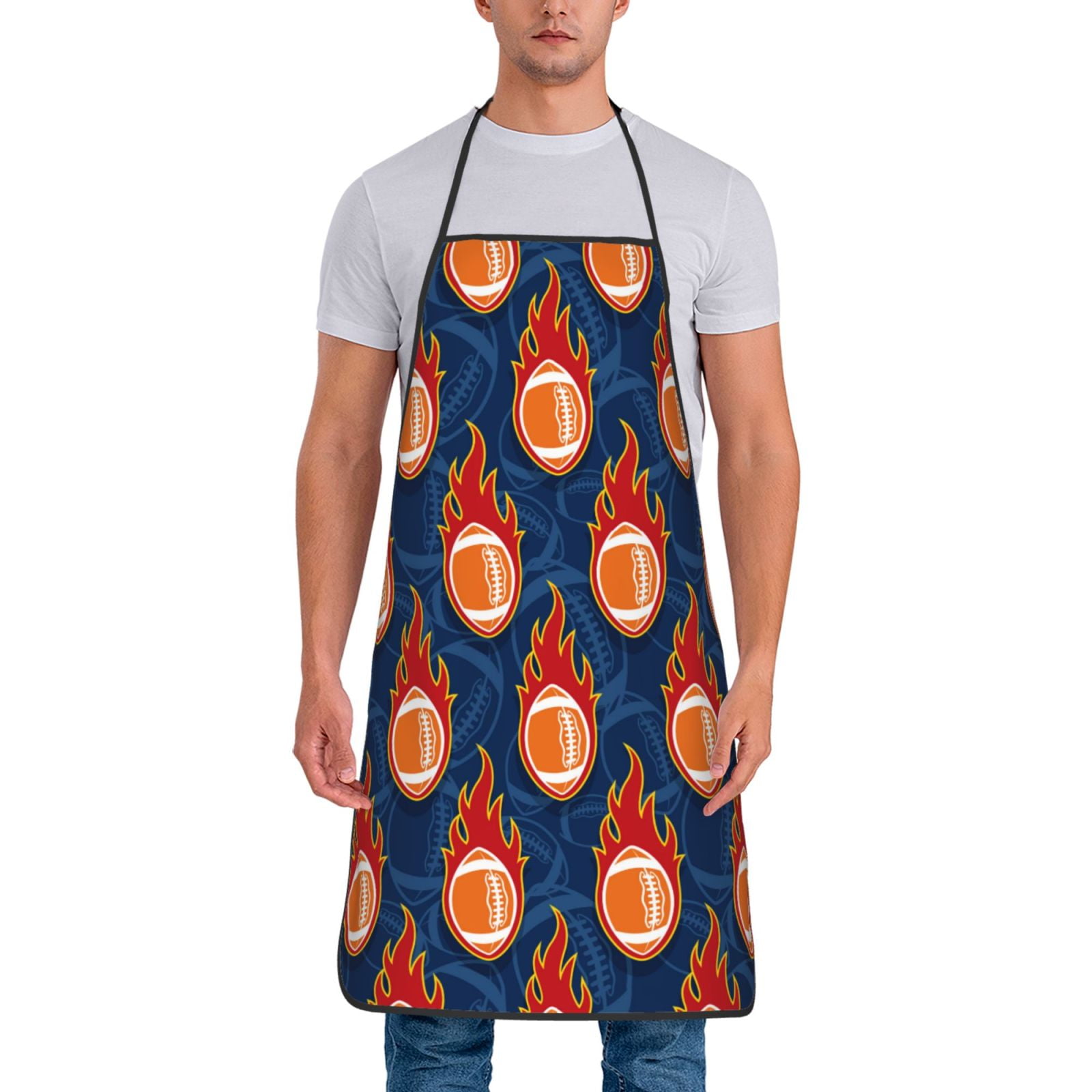 Gaeub American Football and Fire Flames Print Apron for Men and Women ...