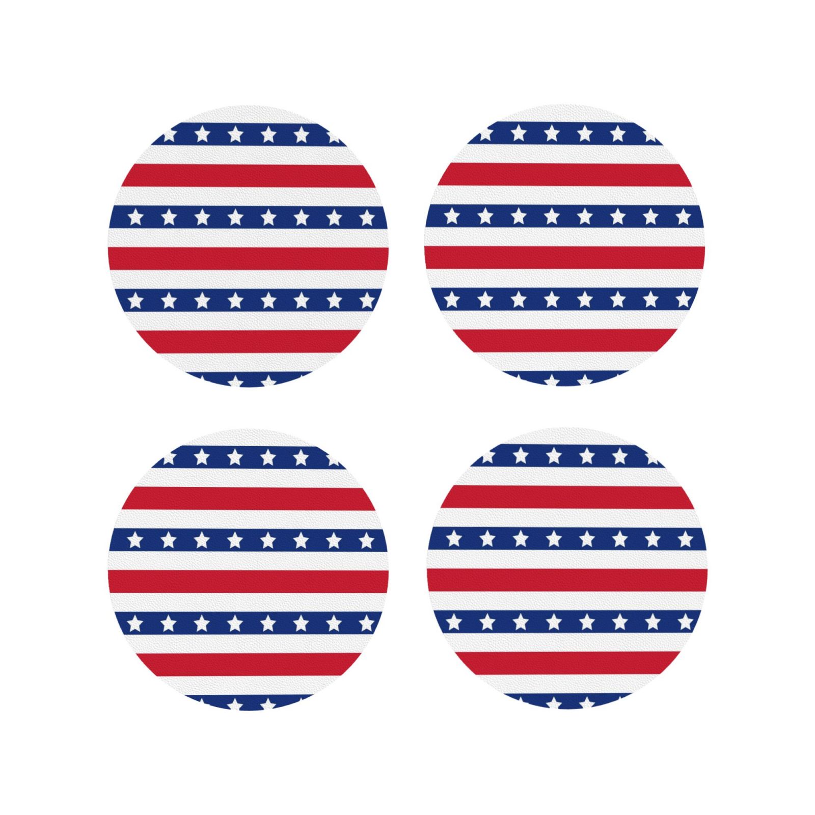 Gaeub American Patriotic Stars And Stripes Print 4 Pcs Leather Coasters ...