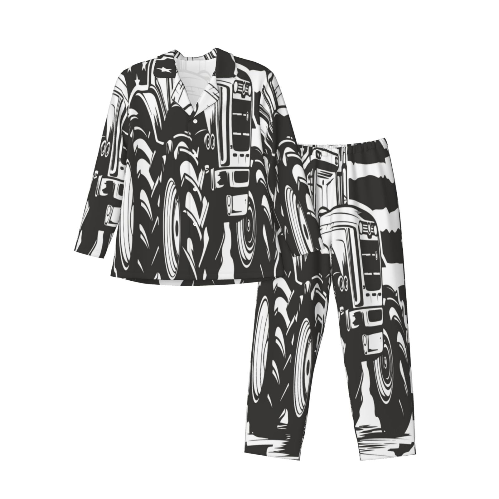 Gaeub American Tractor Print Mens Pajamas Set Mens Sleepwear with Long ...