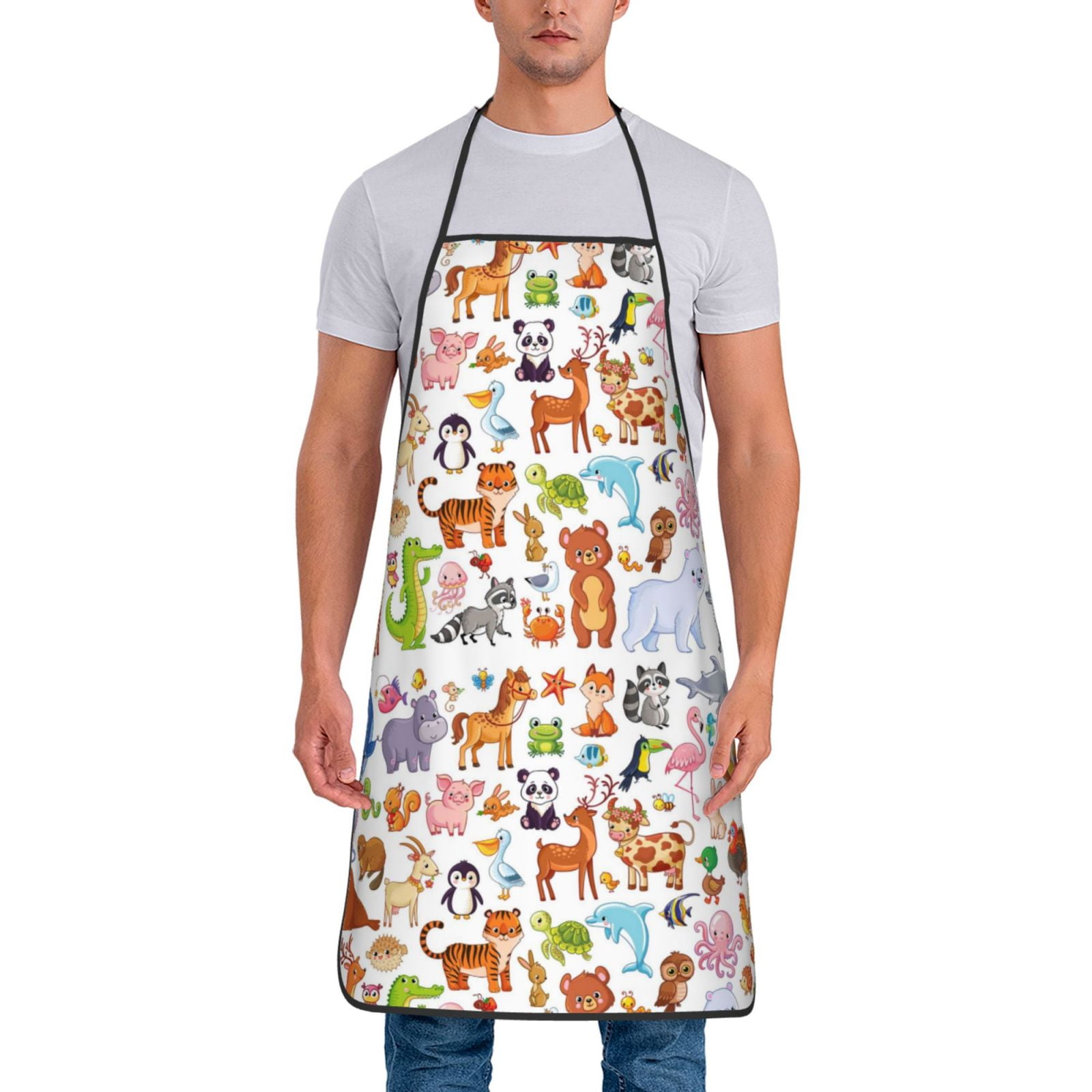 Gaeub Animal Cartoon Style Print Apron for Men and Women,Waterproof ...