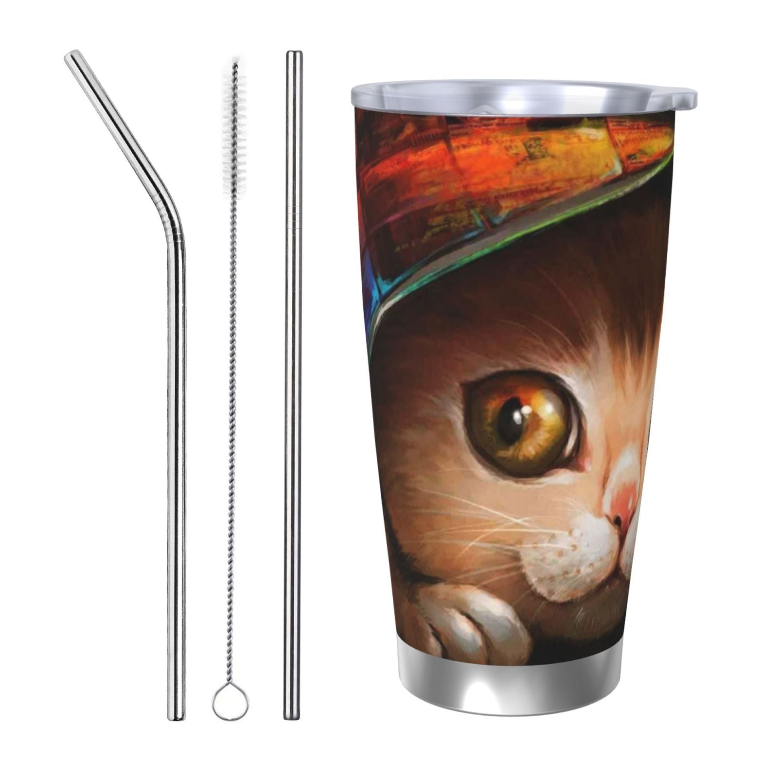 Gaeub Animal Cat Print 20-Ounce Stainless Steel Car Cup,Tumblers Cups ...