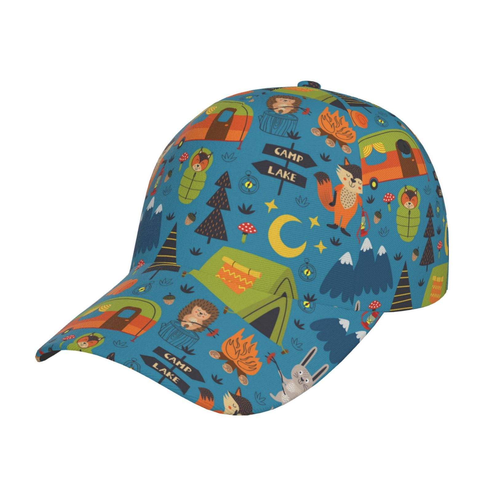 Gaeub Animals In Camping Print Baseball Caps,Adjustable Hat, One Size ...