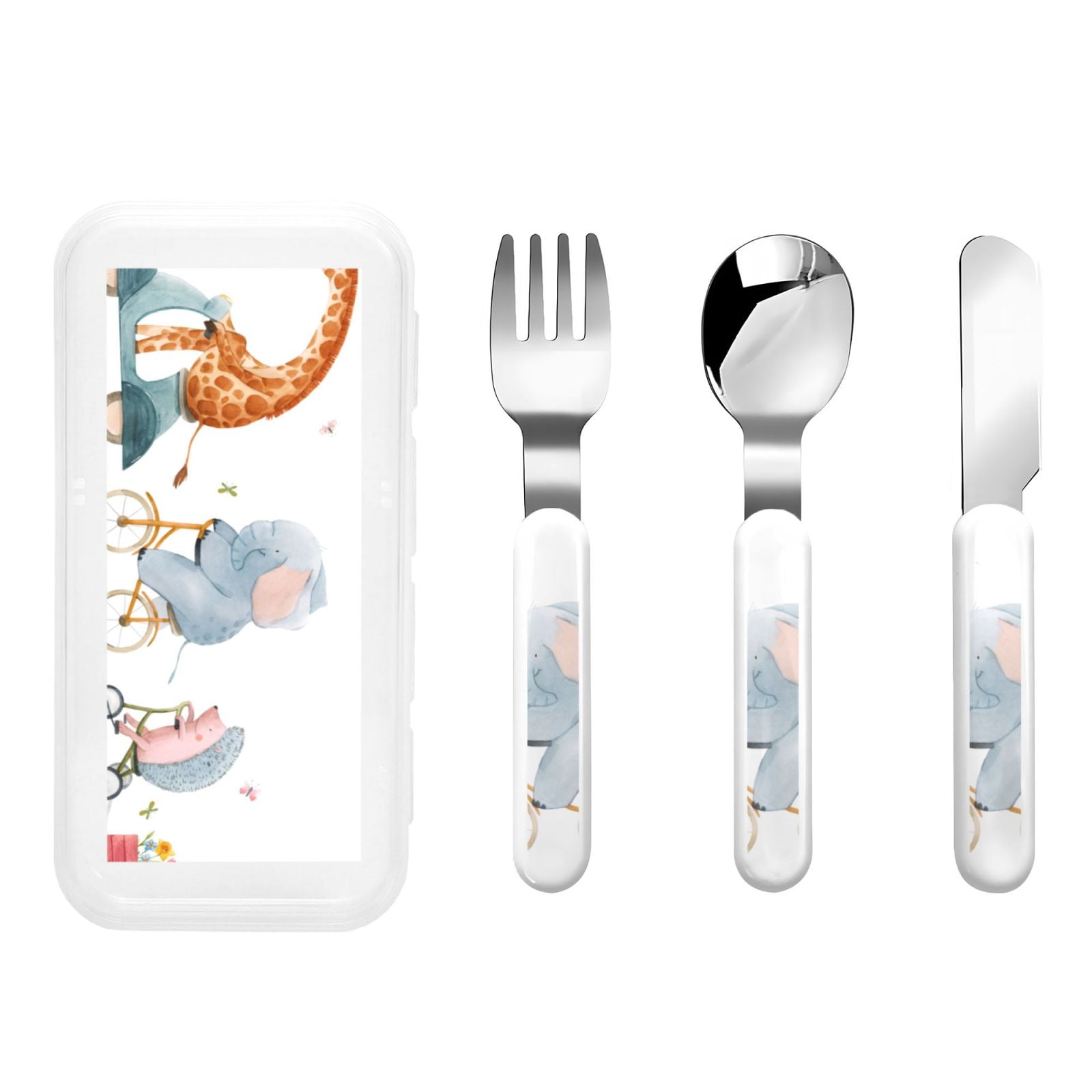 Gaeub Animals in Transport Print 3-Piece Children Knife Spoon Fork Set ...