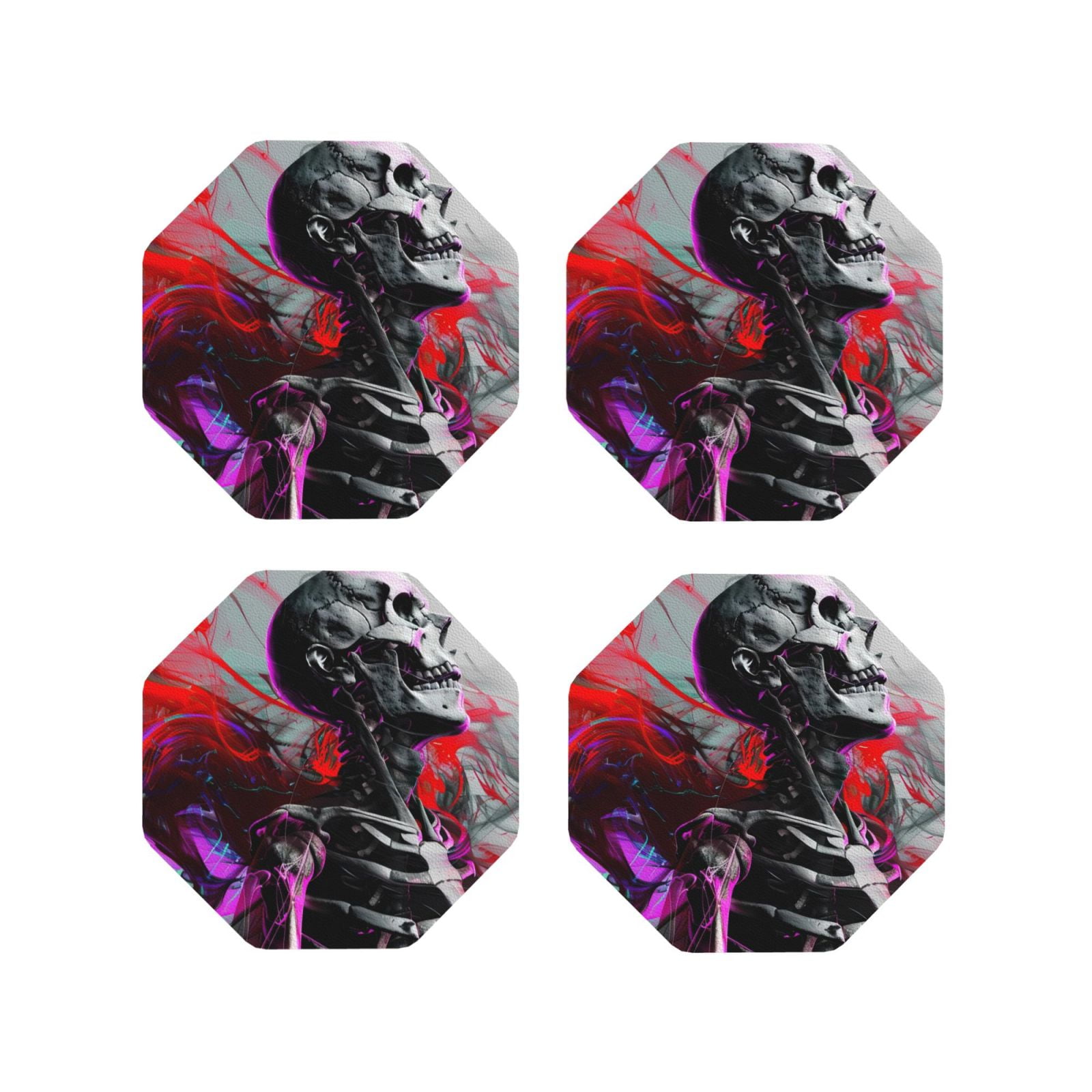 Gaeub Artistic Skull Print 4 Pcs Leather Coasters for Drinks ,Drink ...