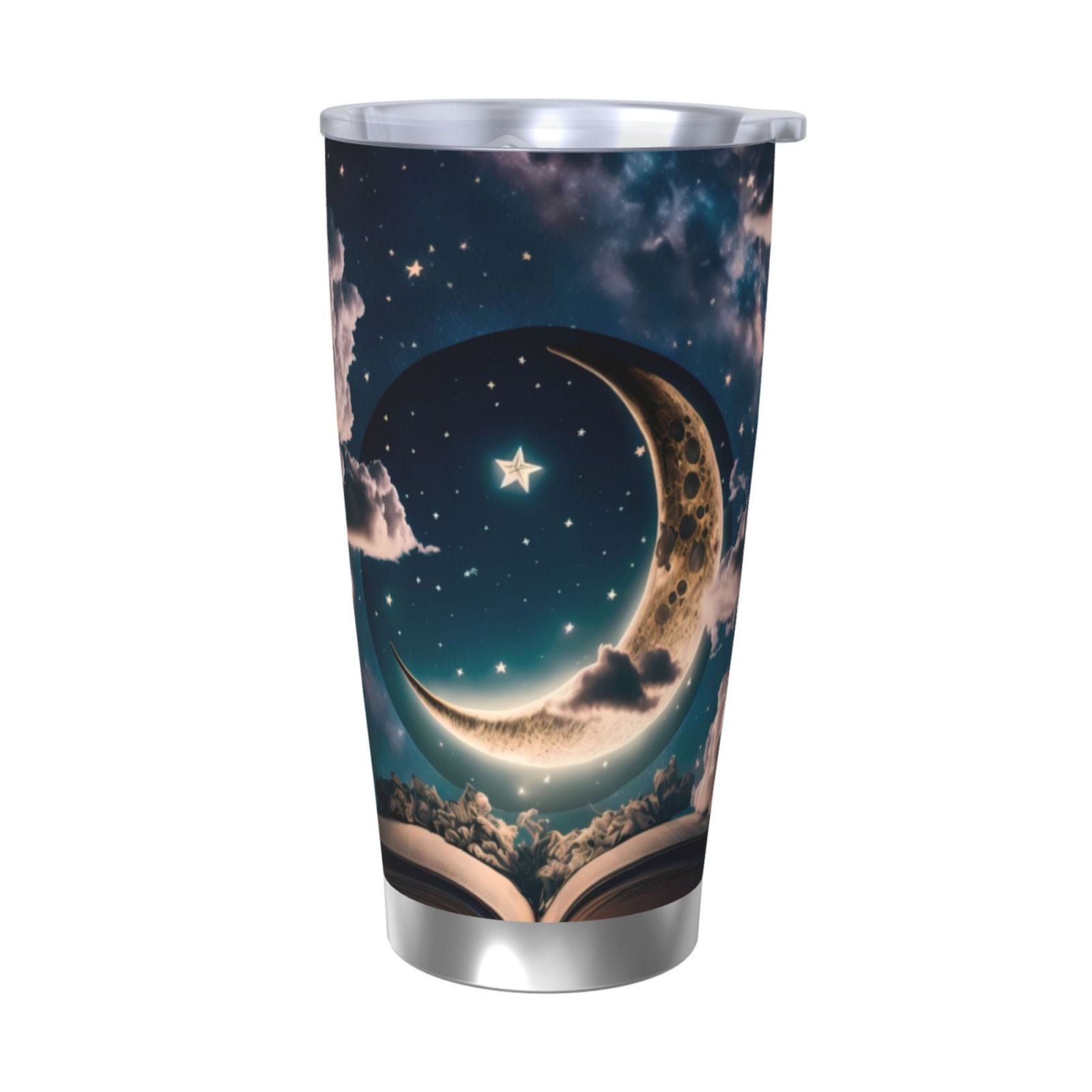 Gaeub Artistic Starry Sky Moon Book Print 20-Ounce Stainless Steel Car ...