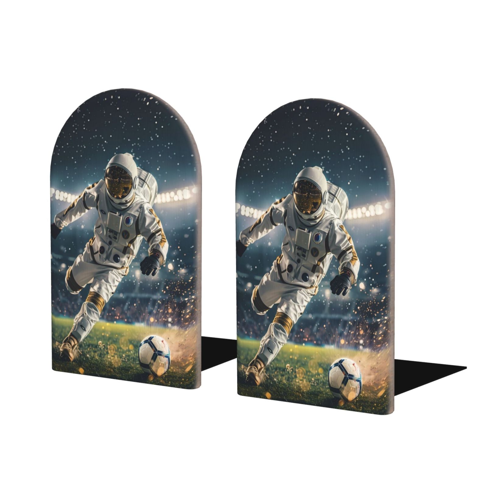 Gaeub Astronaut Soccer Field Wood Bookends, Non-Slip Bookends, Heavy ...