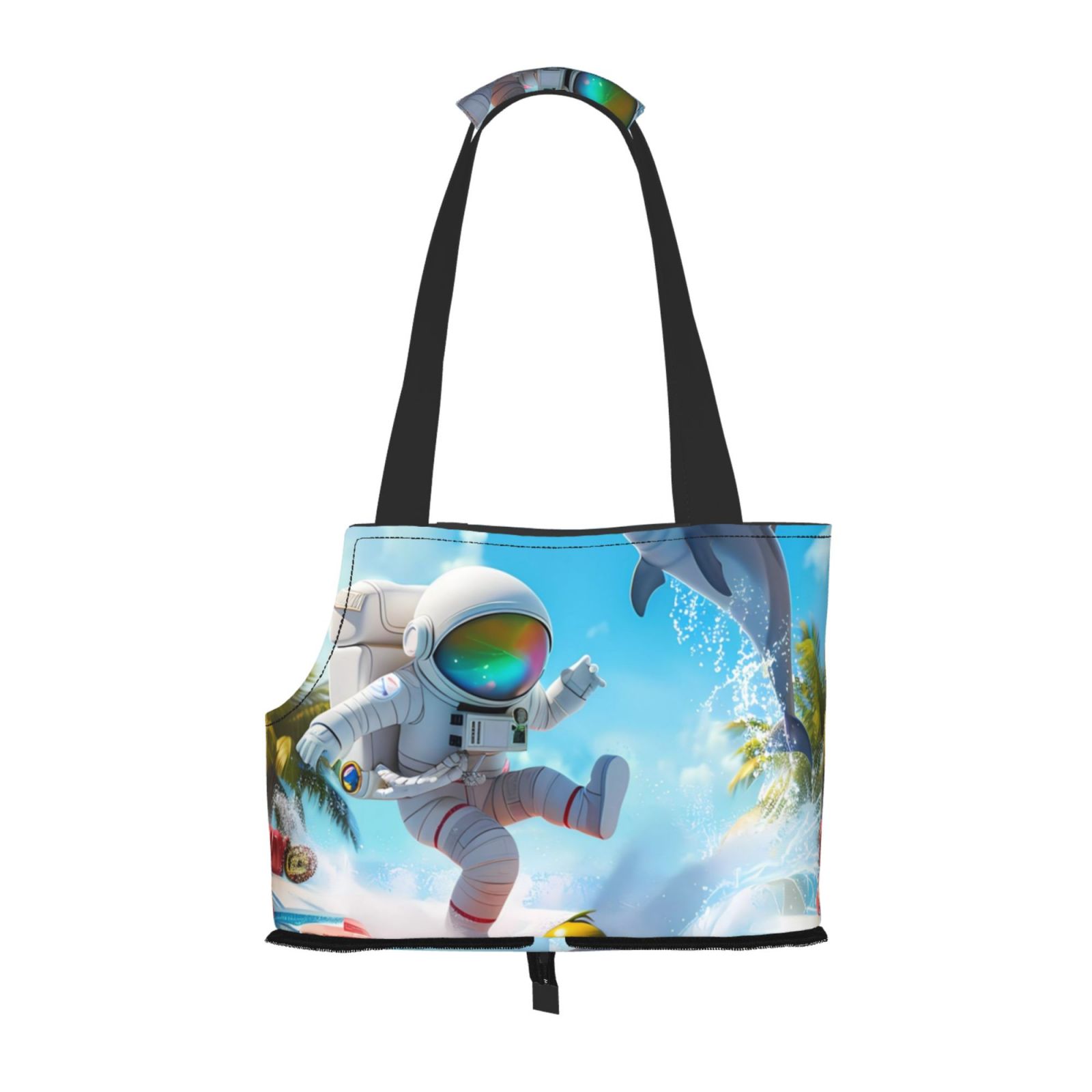Gaeub Astronaut Tropical Dolphin Print Purse Carrier with Safety Tether ...