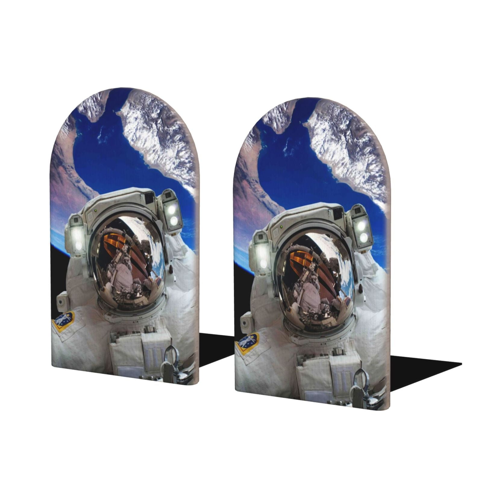 Gaeub Astronaut in Outer Space Wood Bookends, Non-Slip Bookends, Heavy ...