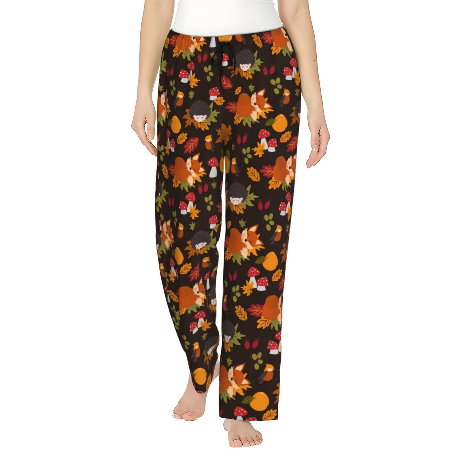 Gaeub Autumn Hedgehog and Fox Cute Soft Pajama Pants for Women, Wide ...