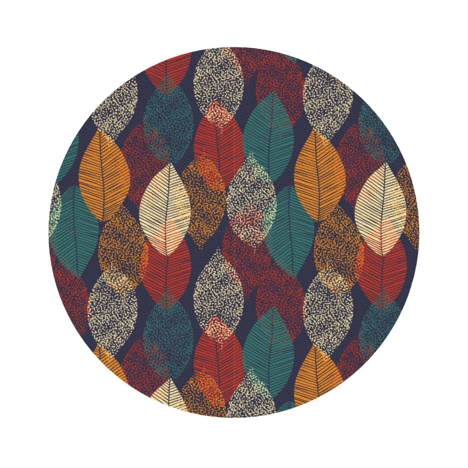 Gaeub Autumn Leaves Print 6 Pcs Leather Coasters for Drinks ,Drink ...