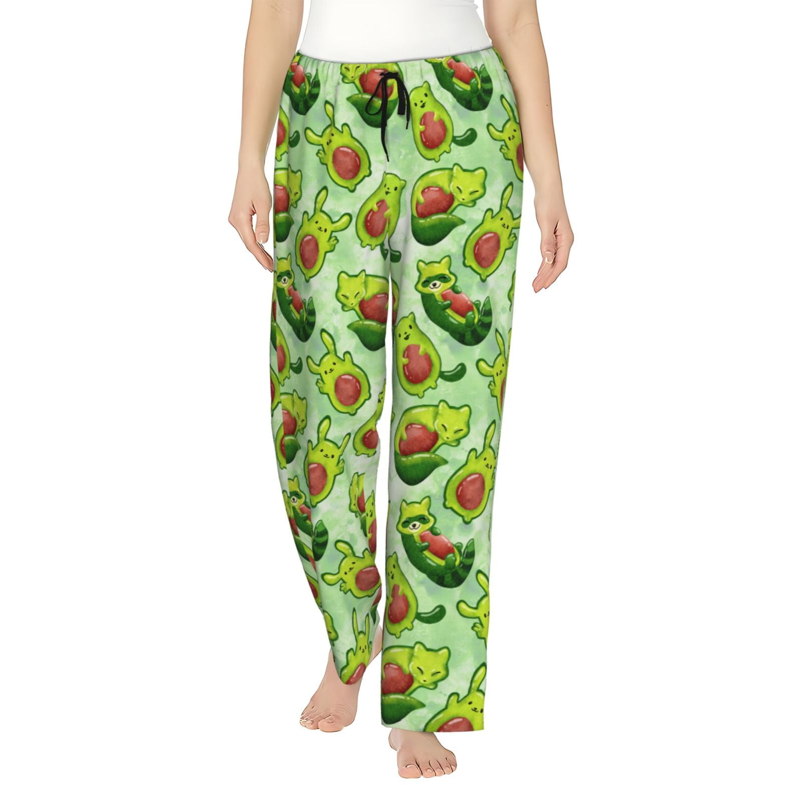 Gaeub Avocado color cute animals Soft Pajama Pants for Women, Wide Leg ...