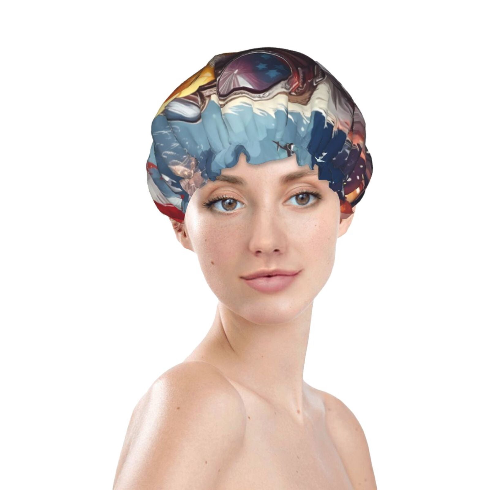 Gaeub Bald Eagle Pilot Shower Caps for Women Men,Double Waterproof ...