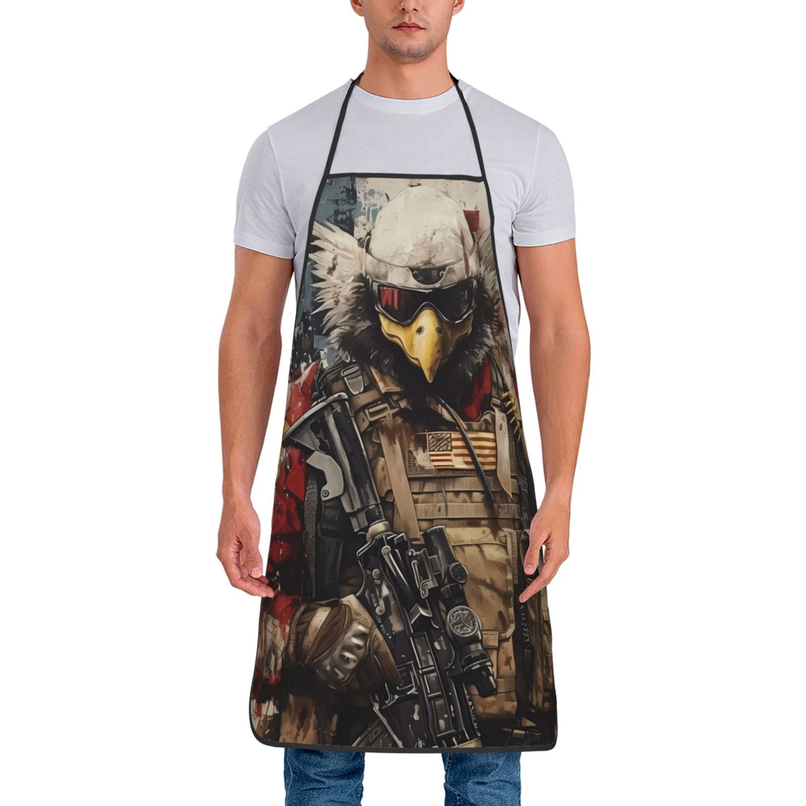 Gaeub Bald Eagle Soldier Print Apron for Men and Women,Waterproof Apron ...