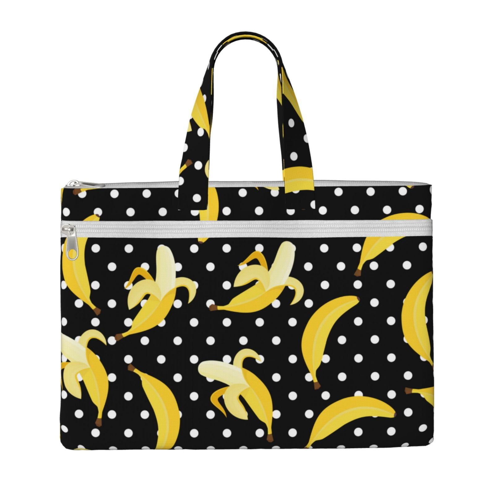 Gaeub Banana Print Canvas Tote File Bag,Laptop Tote Bag,Zipper File Bag ...