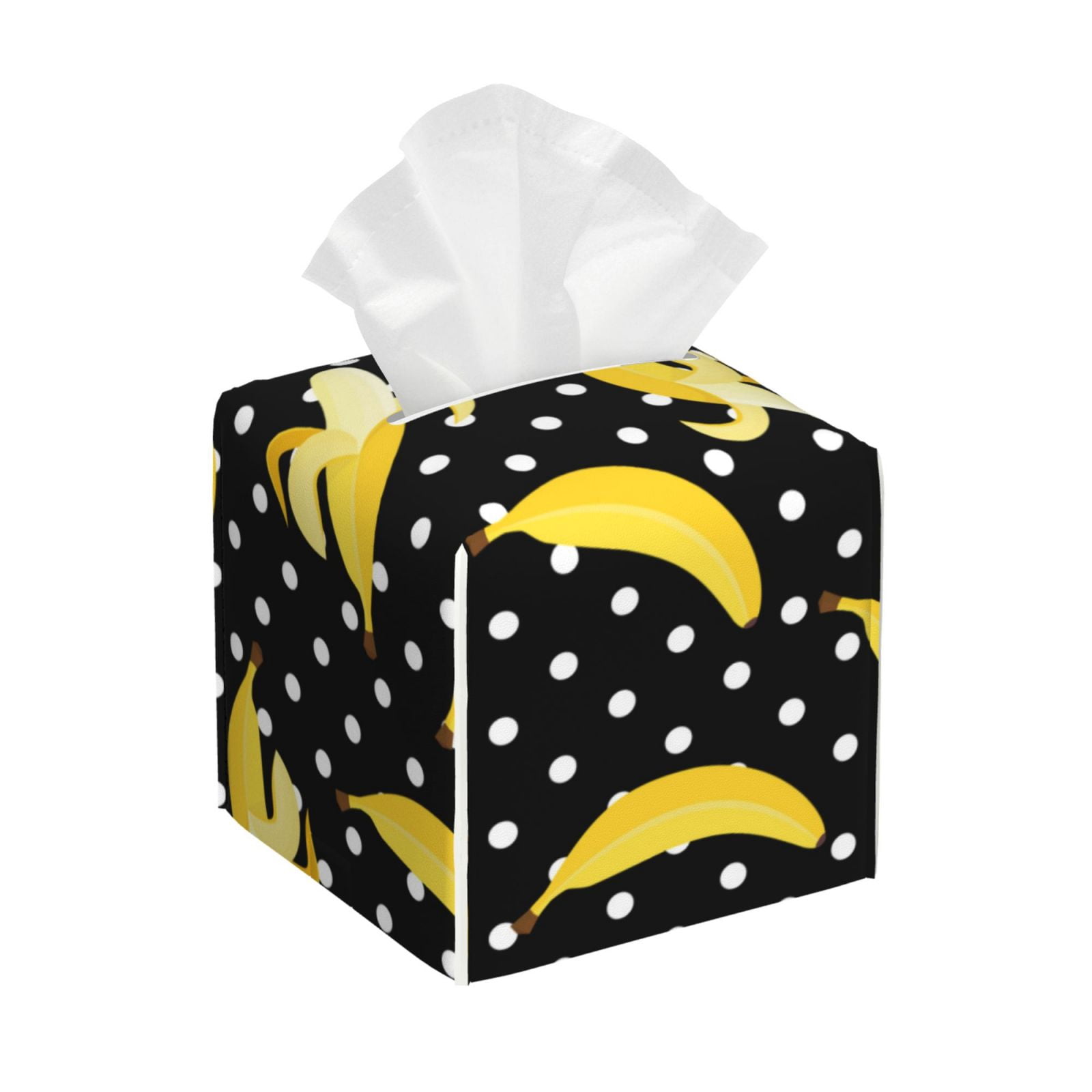 Gaeub Banana Print Leather Tissue Box Cover Square,Tissue Holder ...