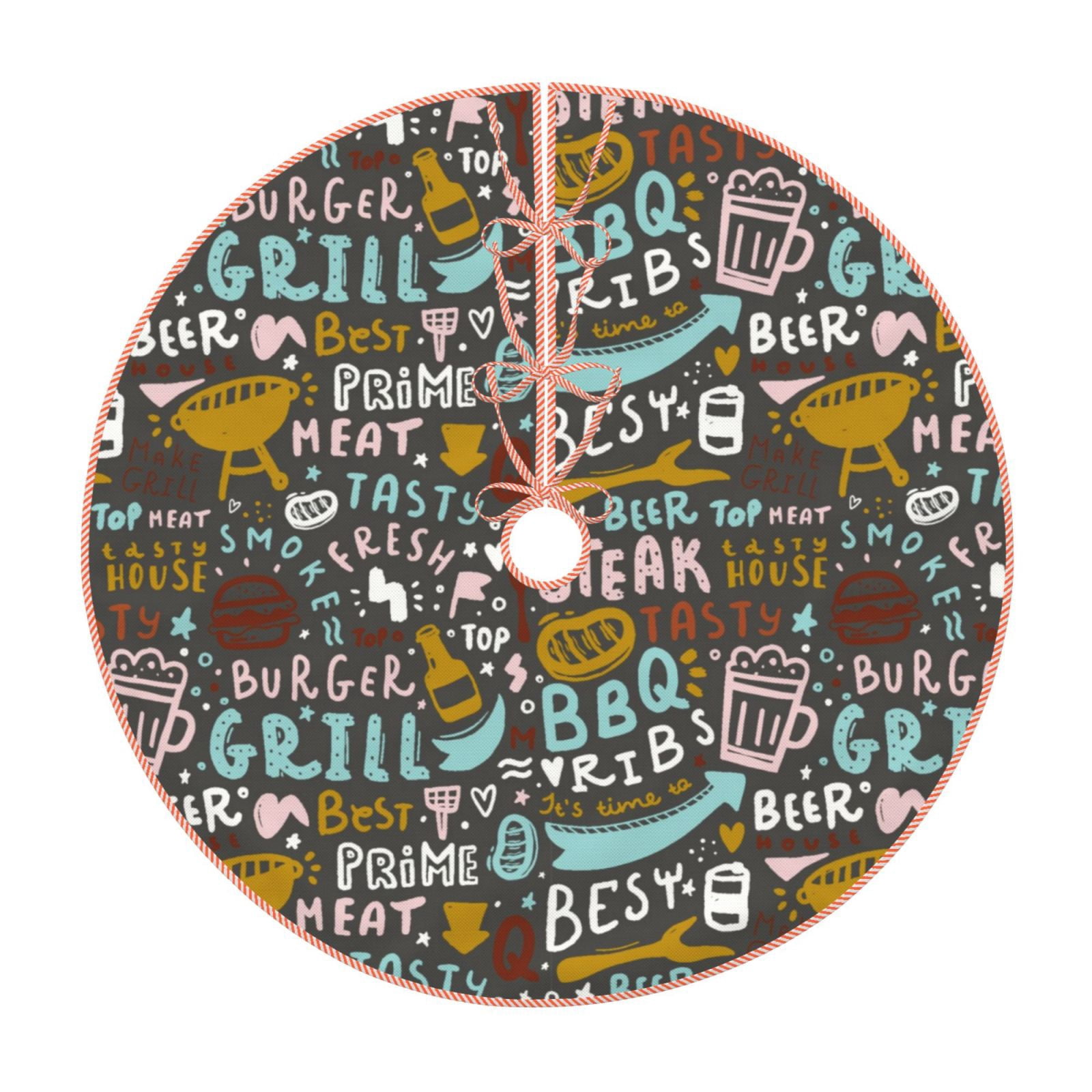 Gaeub Barbeque Print Christmas Tree Skirt,Christmas Decorations,Round ...