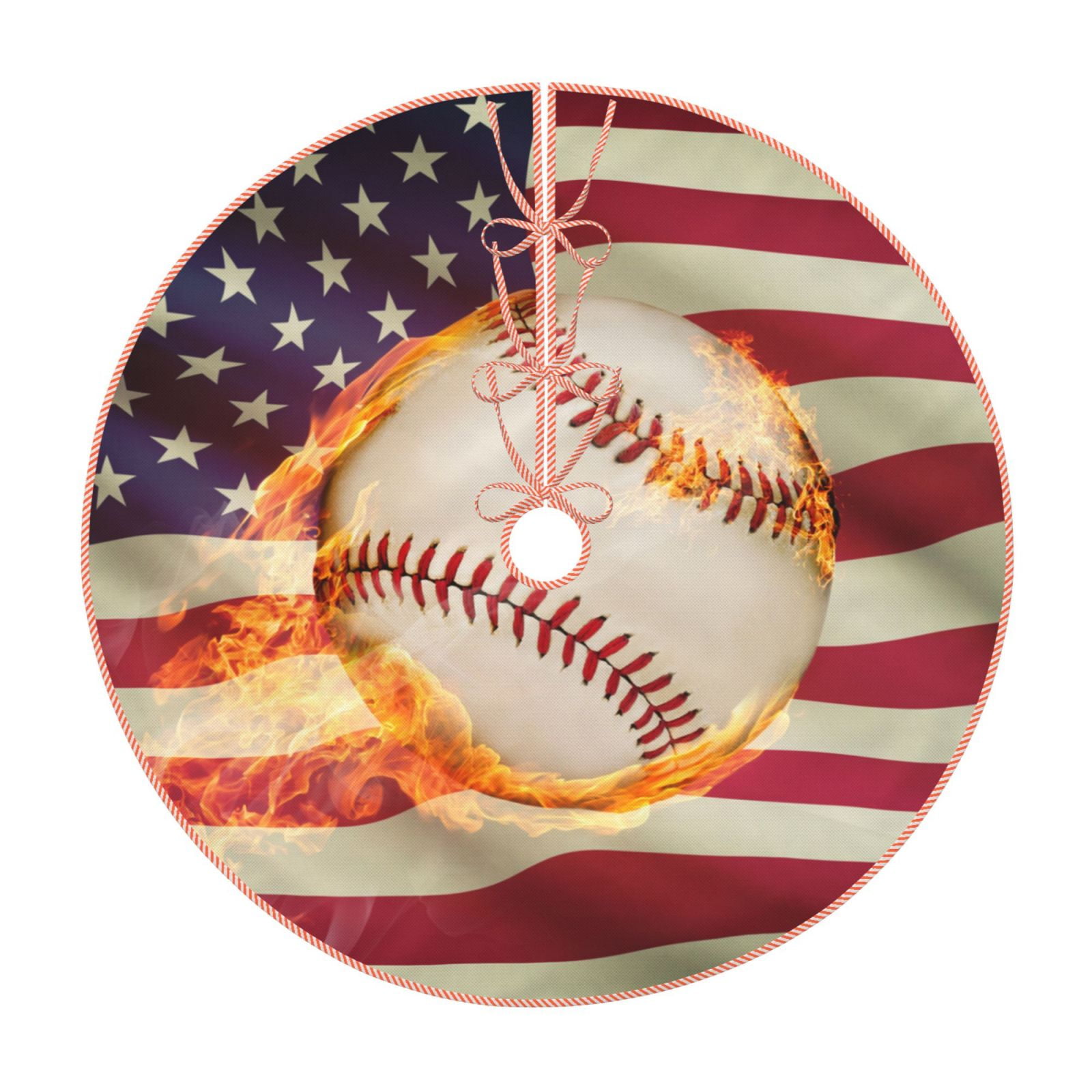 Gaeub Baseball Ball With Flag Print Christmas Tree Skirt,Christmas ...