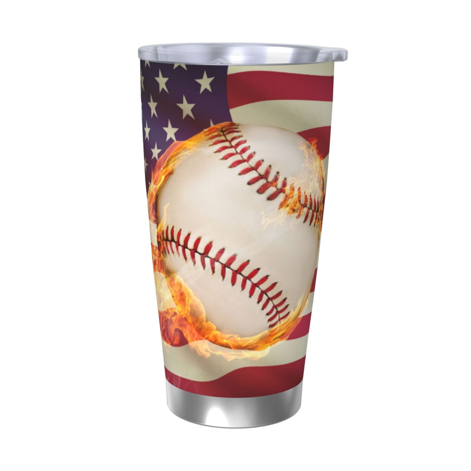 Gaeub Baseball Ball With Flag Print 20-Ounce Stainless Steel Car Cup ...