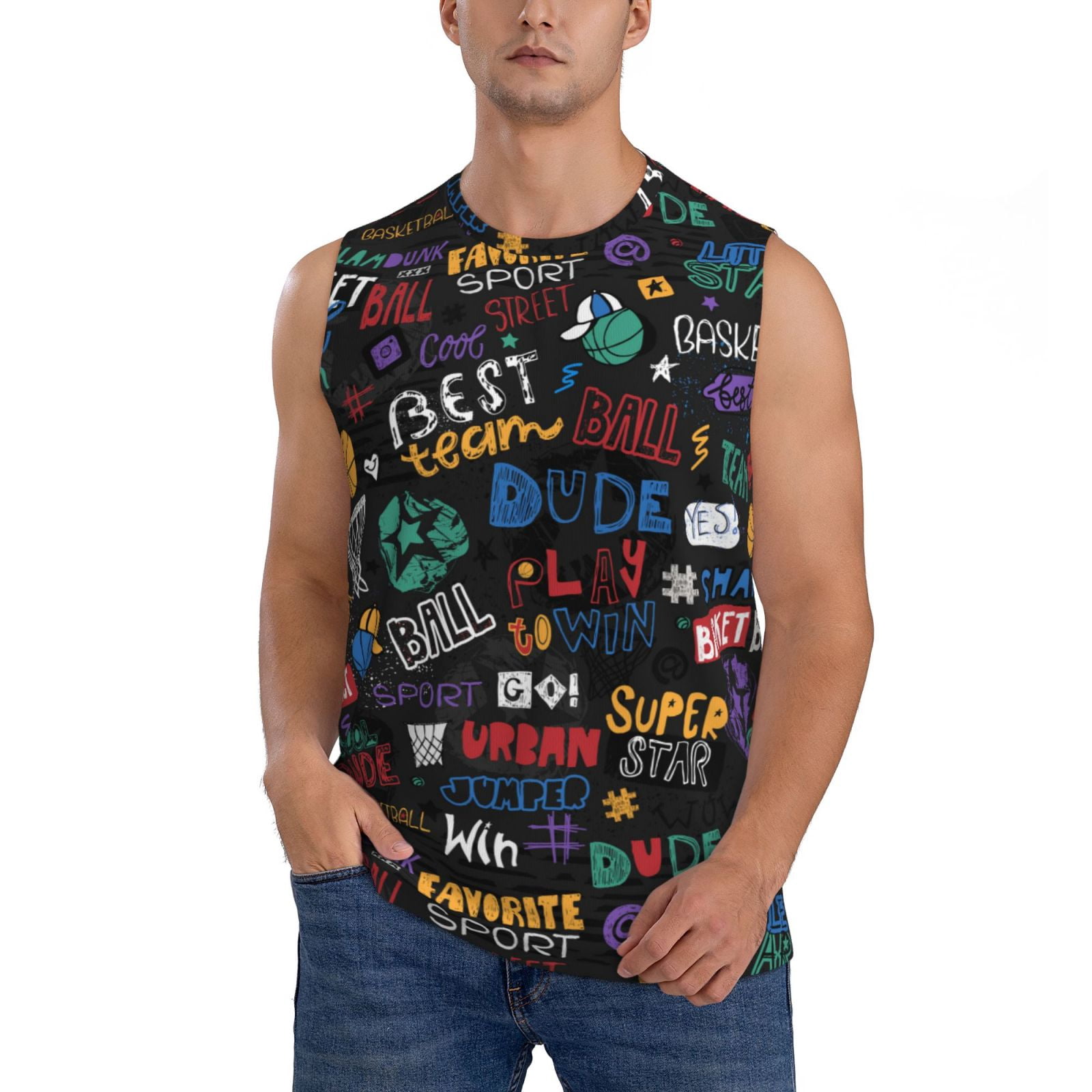 Gaeub Basketball Men's Sleeveless Muscle Shirts Workout Tank Tops, Odor ...
