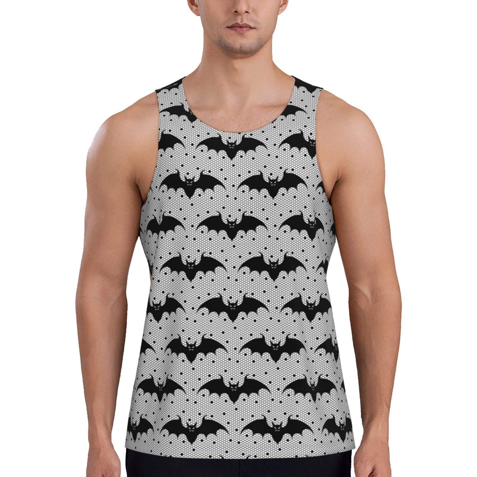 Gaeub Bat Print Men's Workout Tank Top , Casual Soft Sleeveless Gym ...