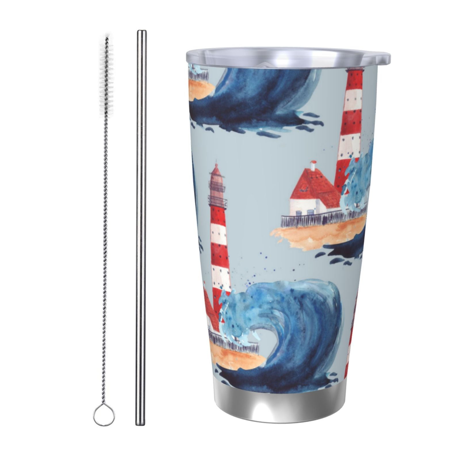 Gaeub Beacon In The Huge Waves Of The Surf Print 20-Ounce Stainless ...