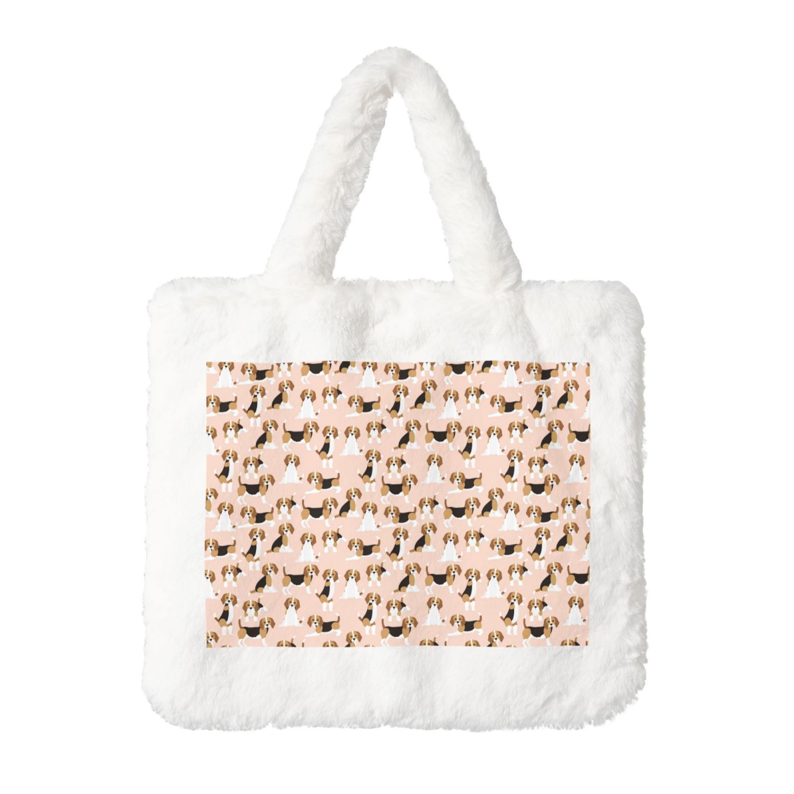 Gaeub Beagle Dog On Brown Printed Plush Underarm Bag, Ladies Fluffy ...