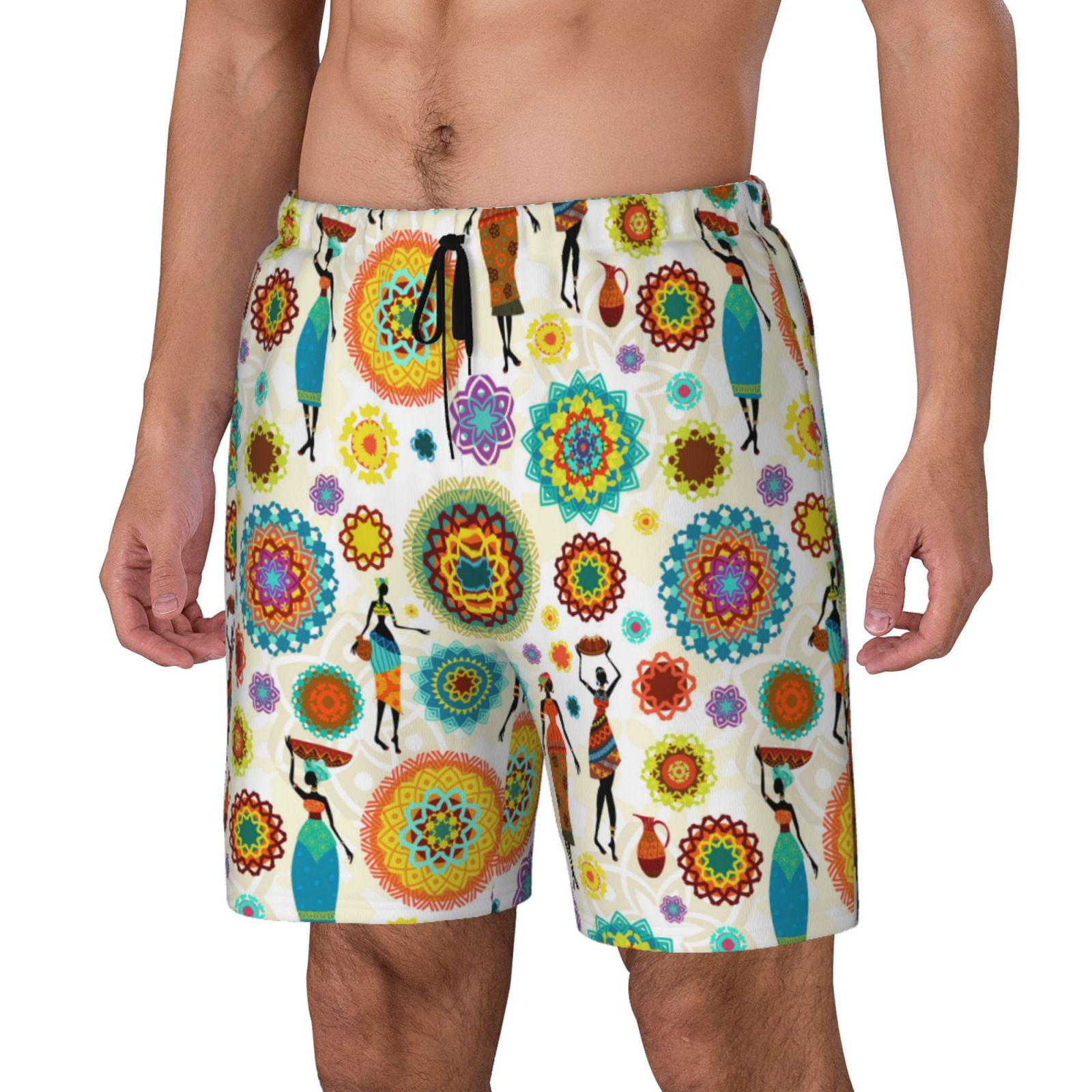 Gaeub Beautiful African Womens Print Mens Swim Trunks with Compression ...