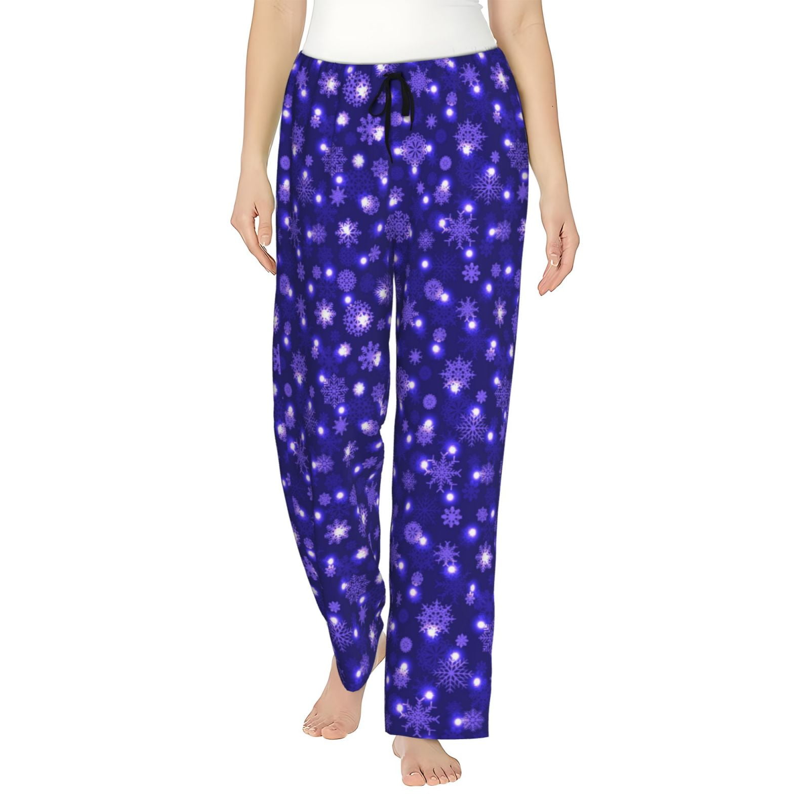 Gaeub Beautiful Purple Snowflakes Soft Pajama Pants for Women, Wide Leg ...
