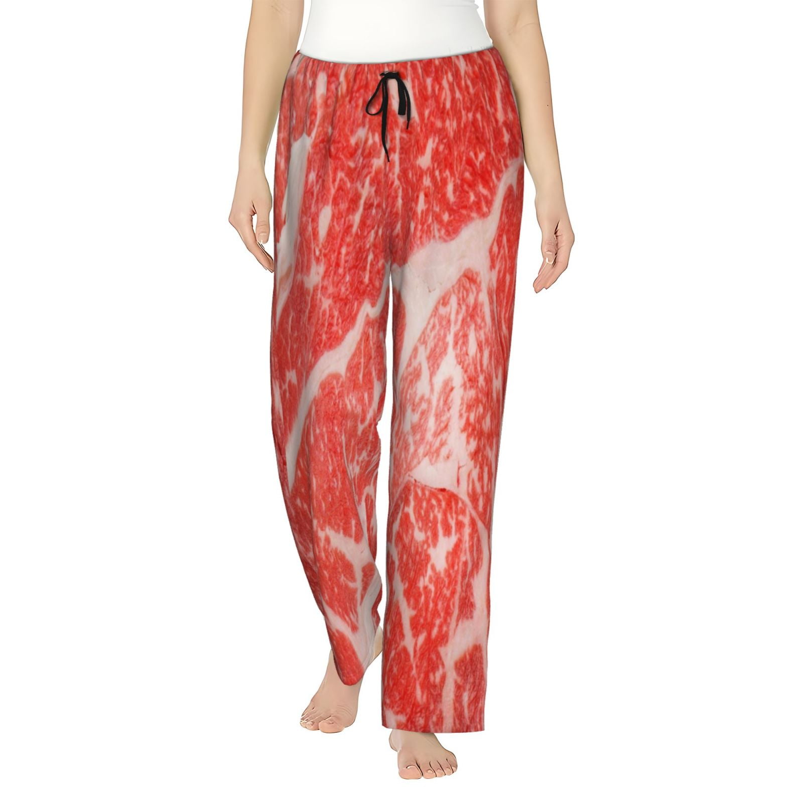 Gaeub Beef Steaks Soft Pajama Pants for Women, Wide Leg Comfy Casual ...
