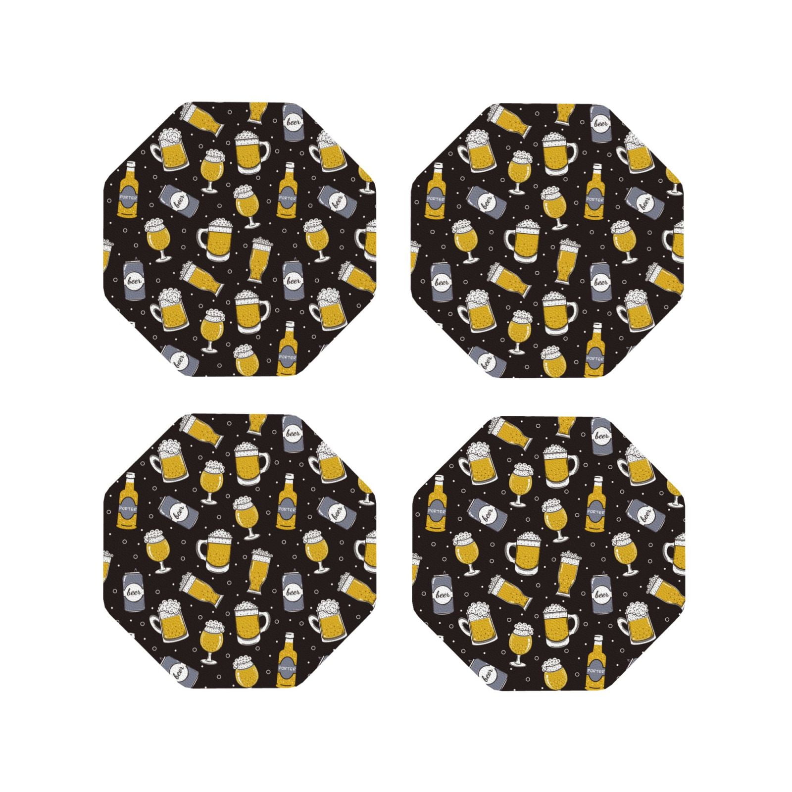 Gaeub Beer In A Bottle Print 4 Pcs Leather Coasters for Drinks ,Drink ...