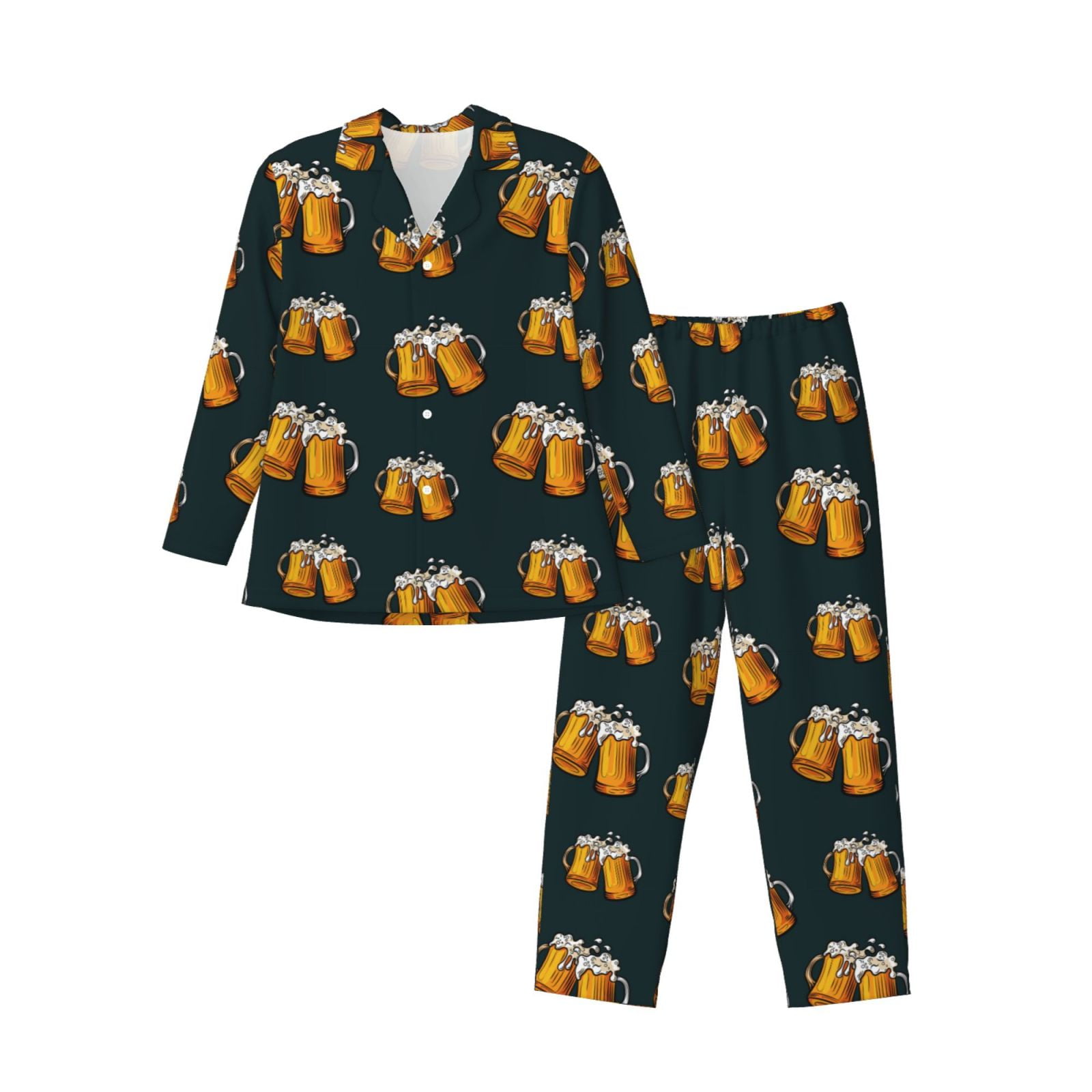 Gaeub Beer Mens Pajamas Set Mens Sleepwear with Long Sleeve Top ...