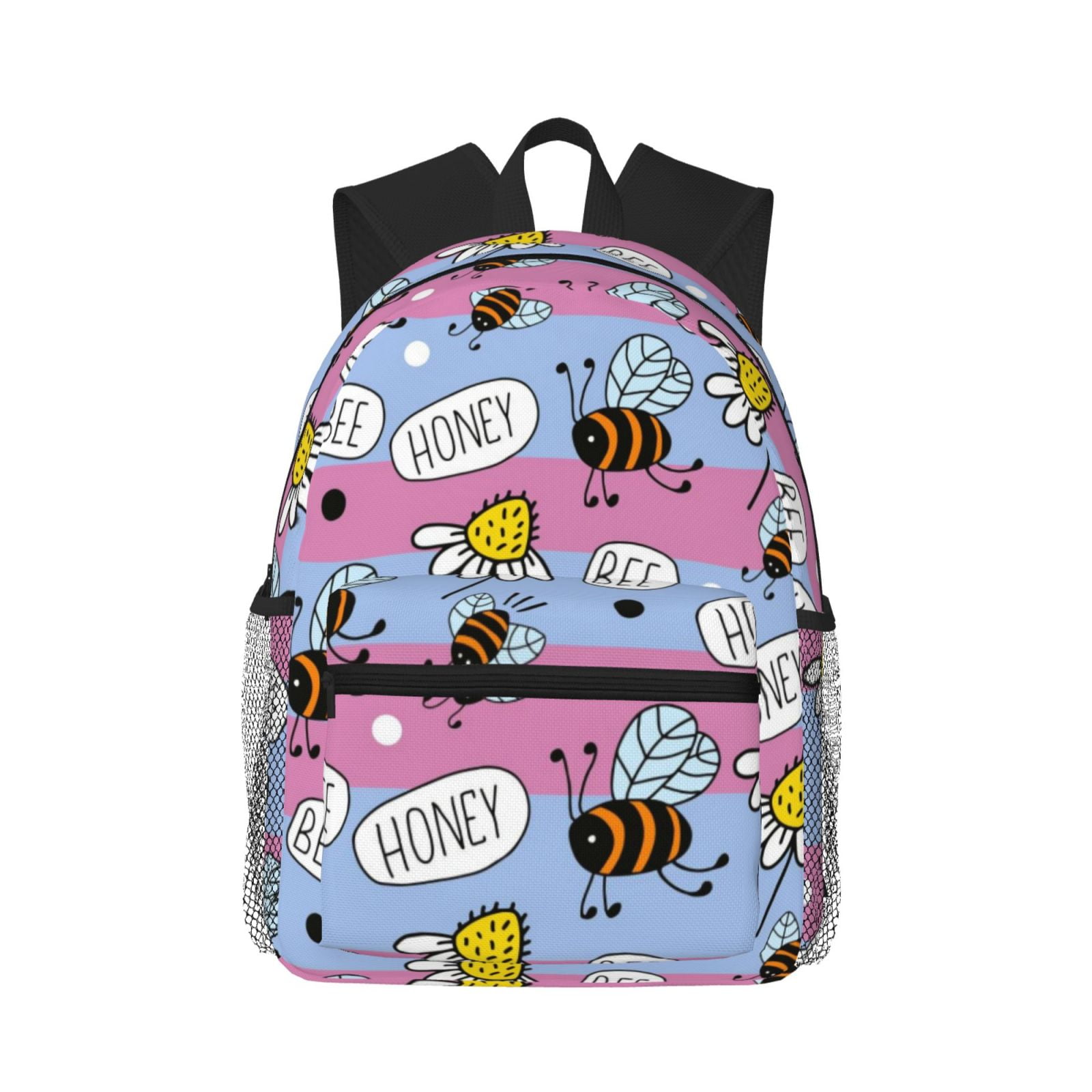 Gaeub Bees And Daisies Striped School Backpack Waterproof Bookbag for ...