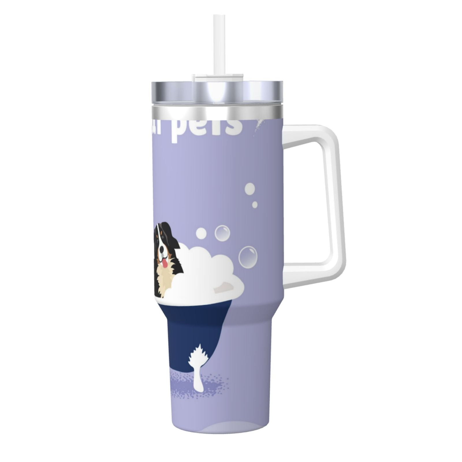 Gaeub Bernese Mountain Dog Sitting Bath Tub Print Stainless Steel Hot/Cold Coffee Cup,40oz Ice ...