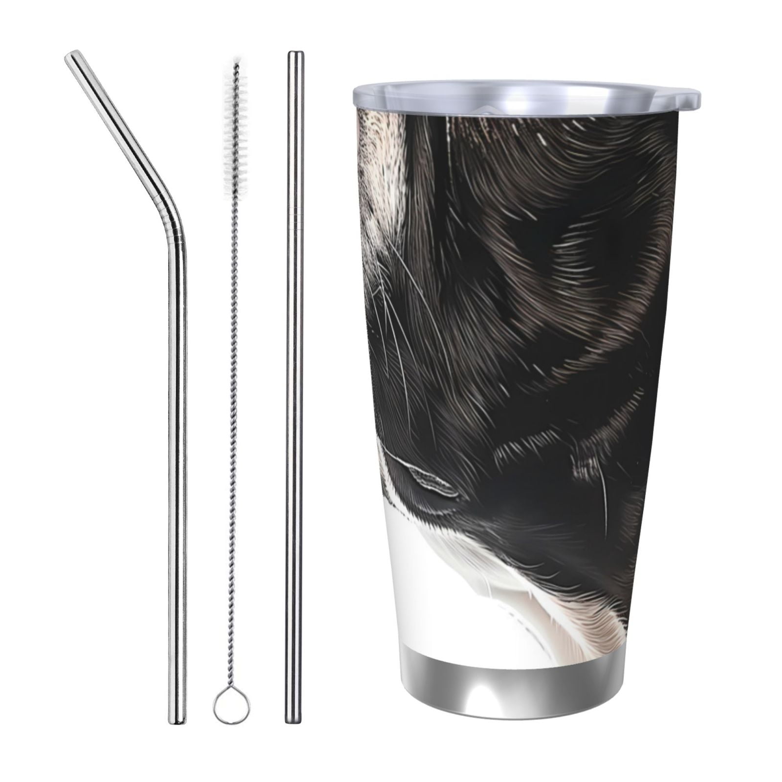 Gaeub Black And White Boston Terrier Print 20-Ounce Stainless Steel Car ...