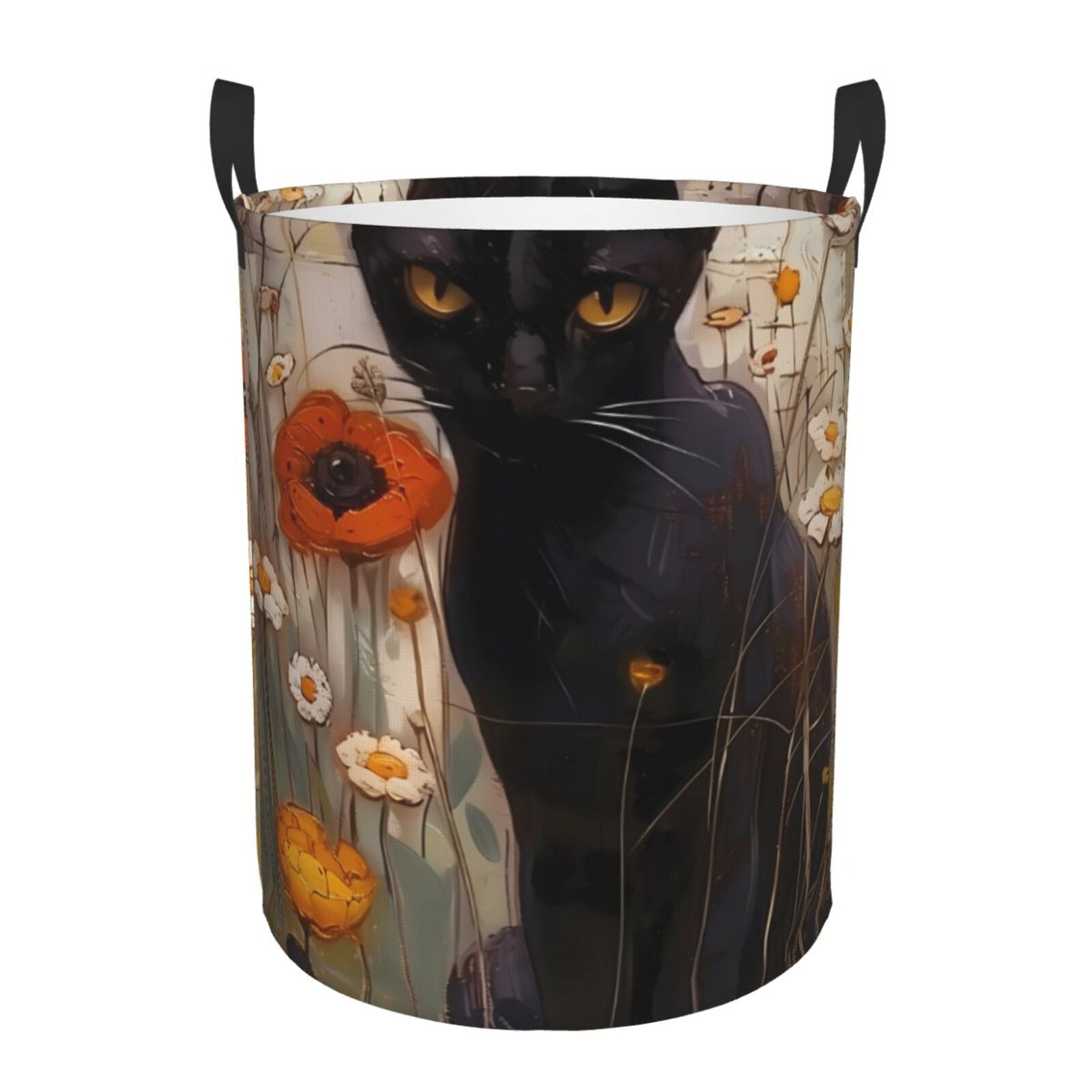 Gaeub Black Cat in Wildflowers Dirty Clothes Storage Basket, Toy ...