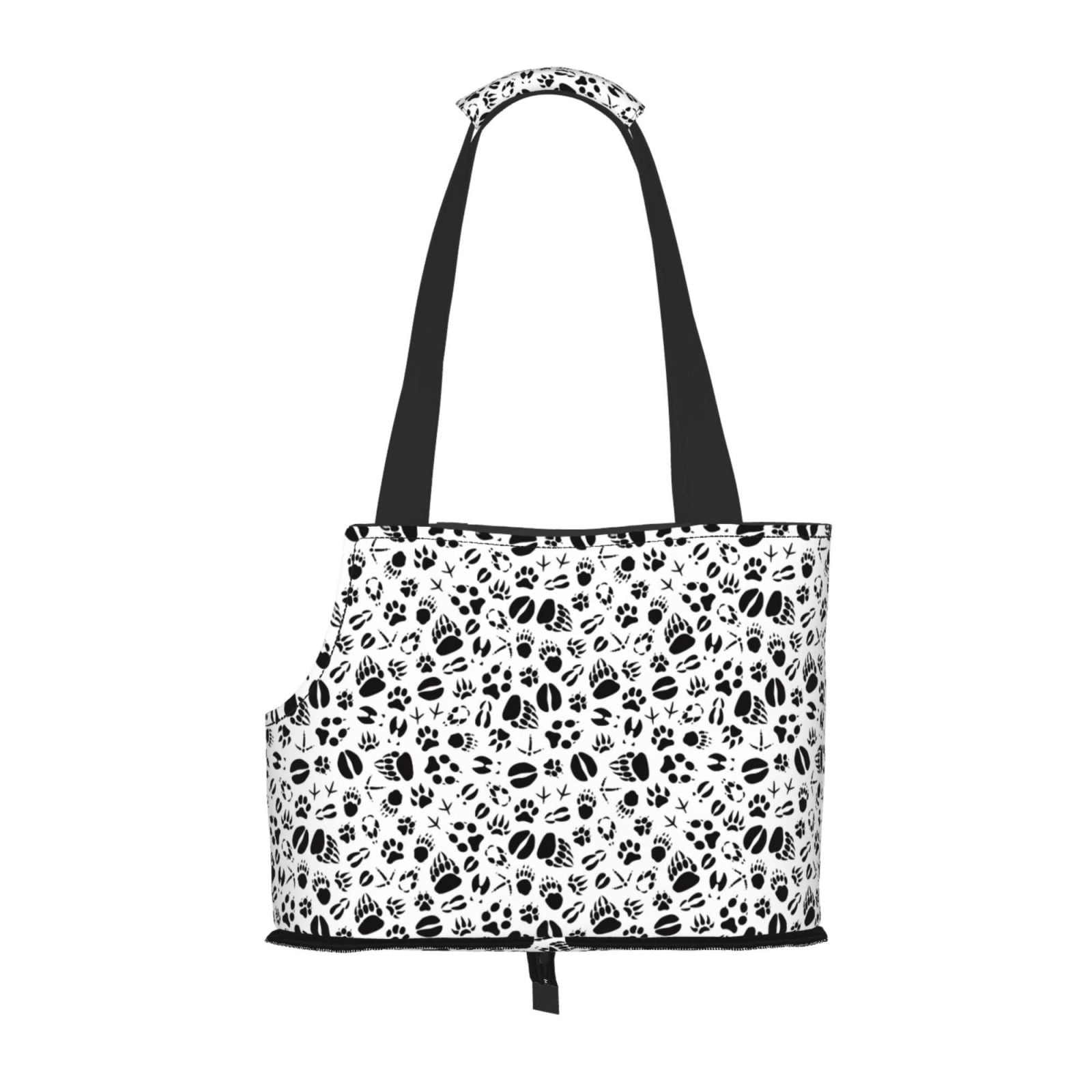 Gaeub Black Footprints Print Purse Carrier with Safety Tether For Small ...