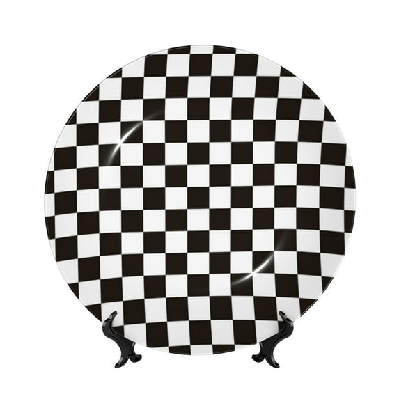 Gaeub Black and White Checkerboard Print Ceramic Plate,Dinner Plates ...