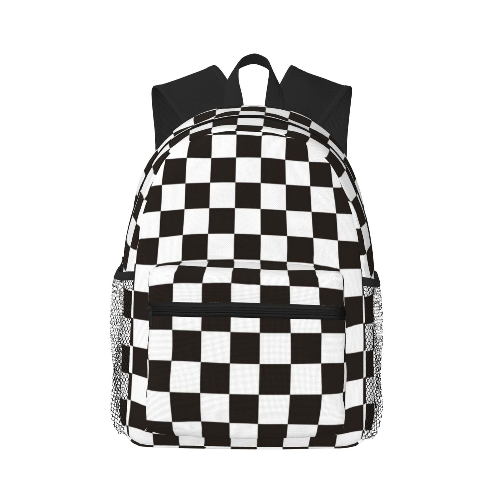 Gaeub Black and White Checkerboard School Backpack Waterproof Bookbag ...