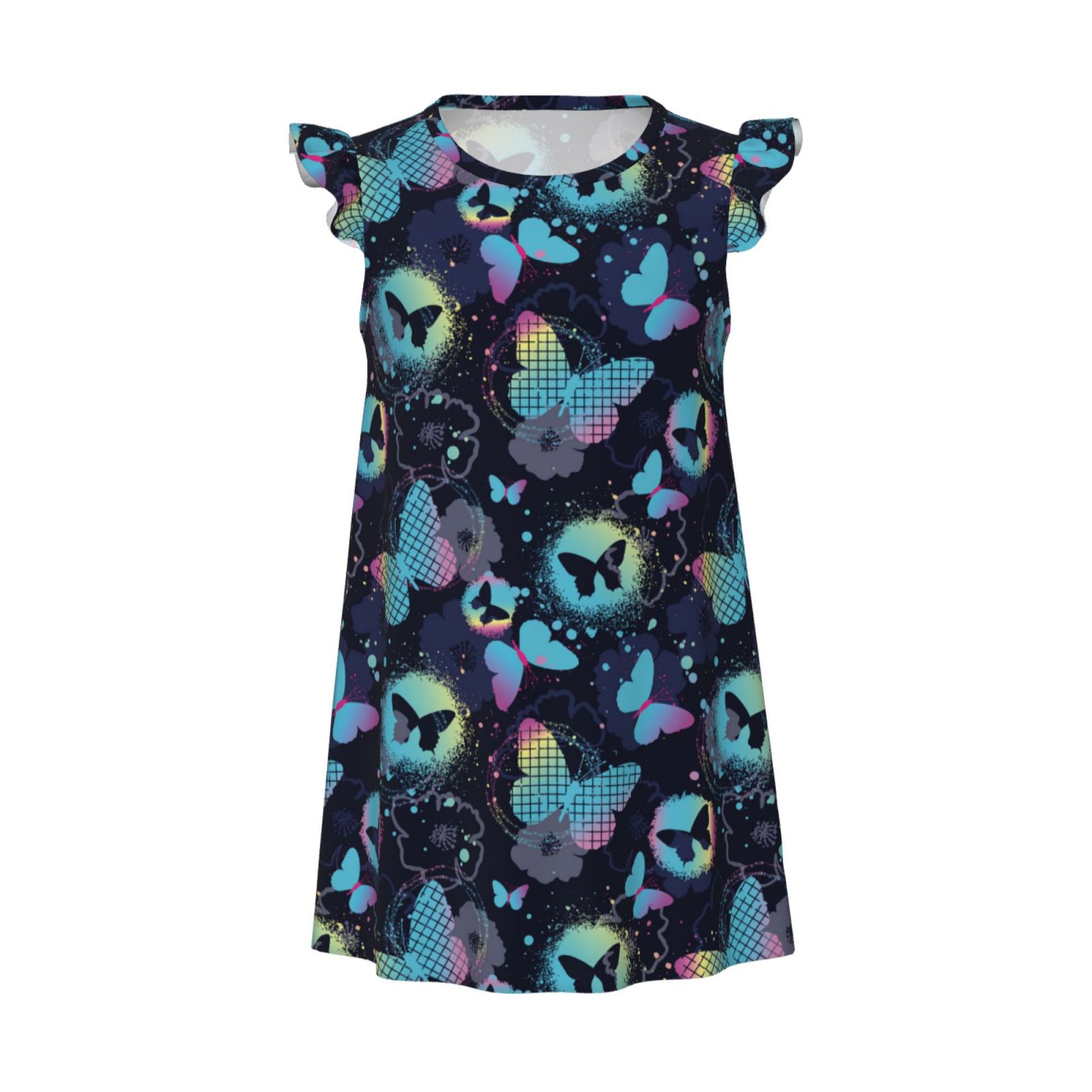 Gaeub Blue Butterfly Girls Pajamas Dress, Comfortable Nightwear ...