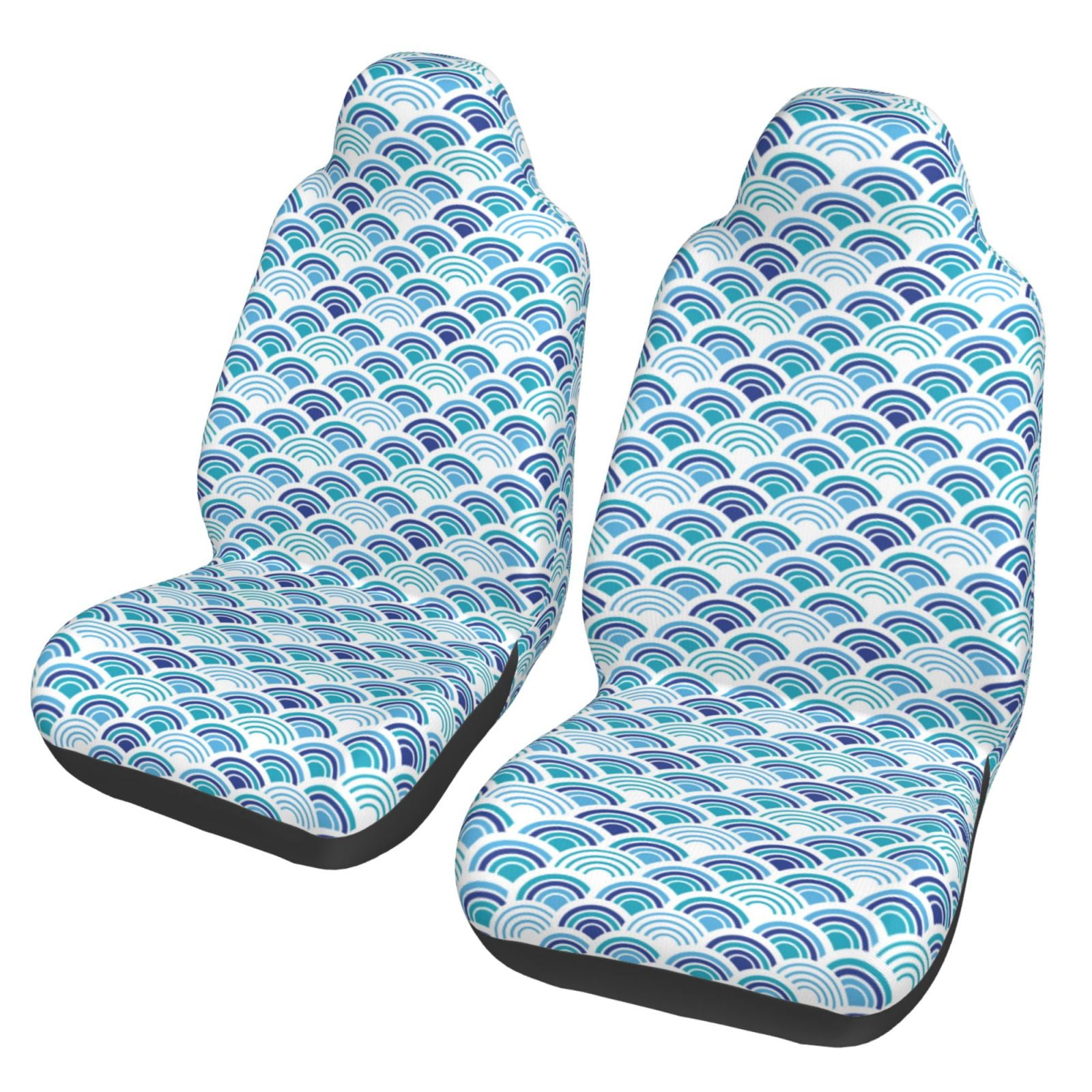 Gaeub Blue Fish Scale Texture 2Pack Full Set Car Seat Covers with Soft ...
