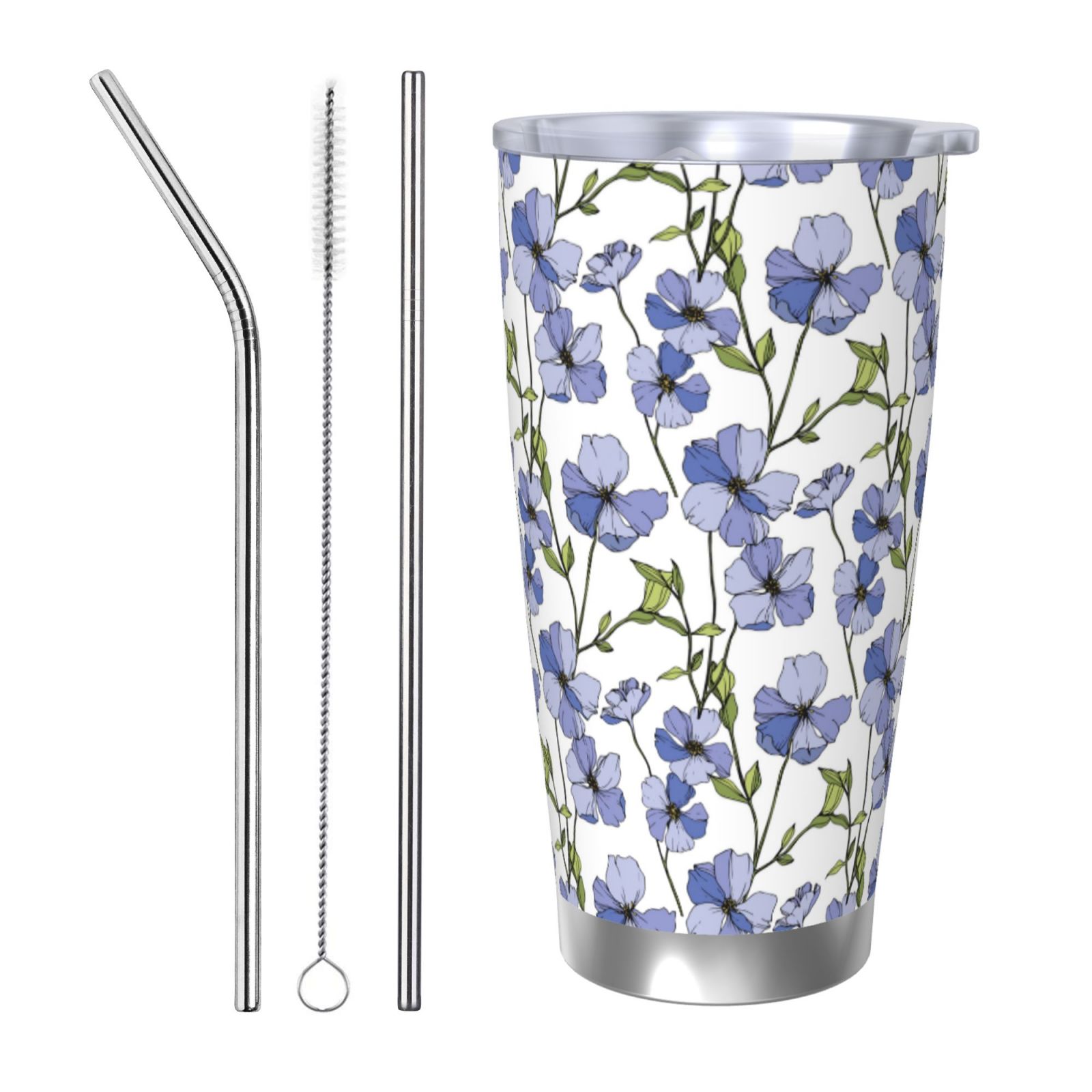 Gaeub Blue Flax Flowers Print 20-Ounce Stainless Steel Car Cup,Tumblers ...