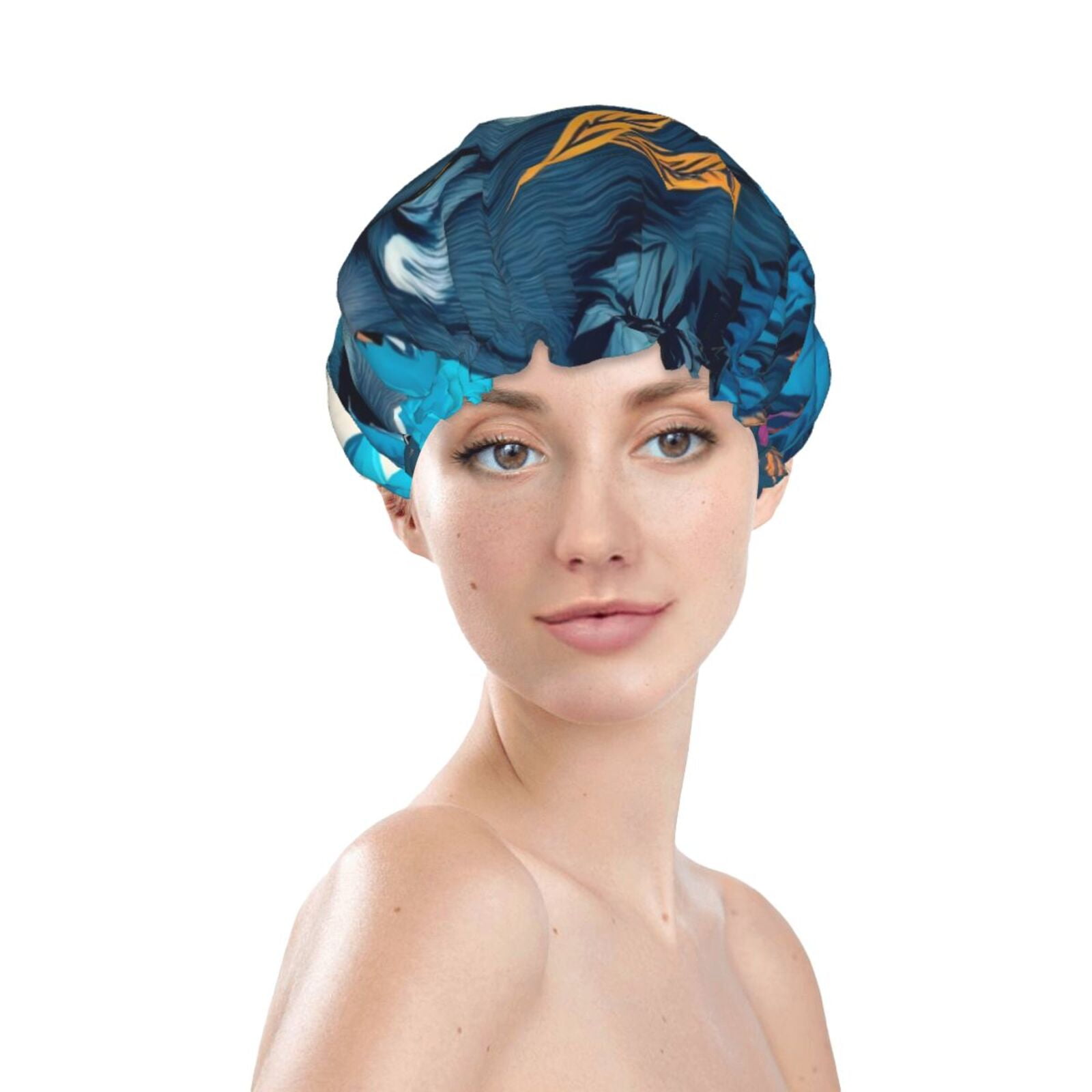 Gaeub Blue Iceberg Leaf Wolf Shower Caps for Women Men,Double ...