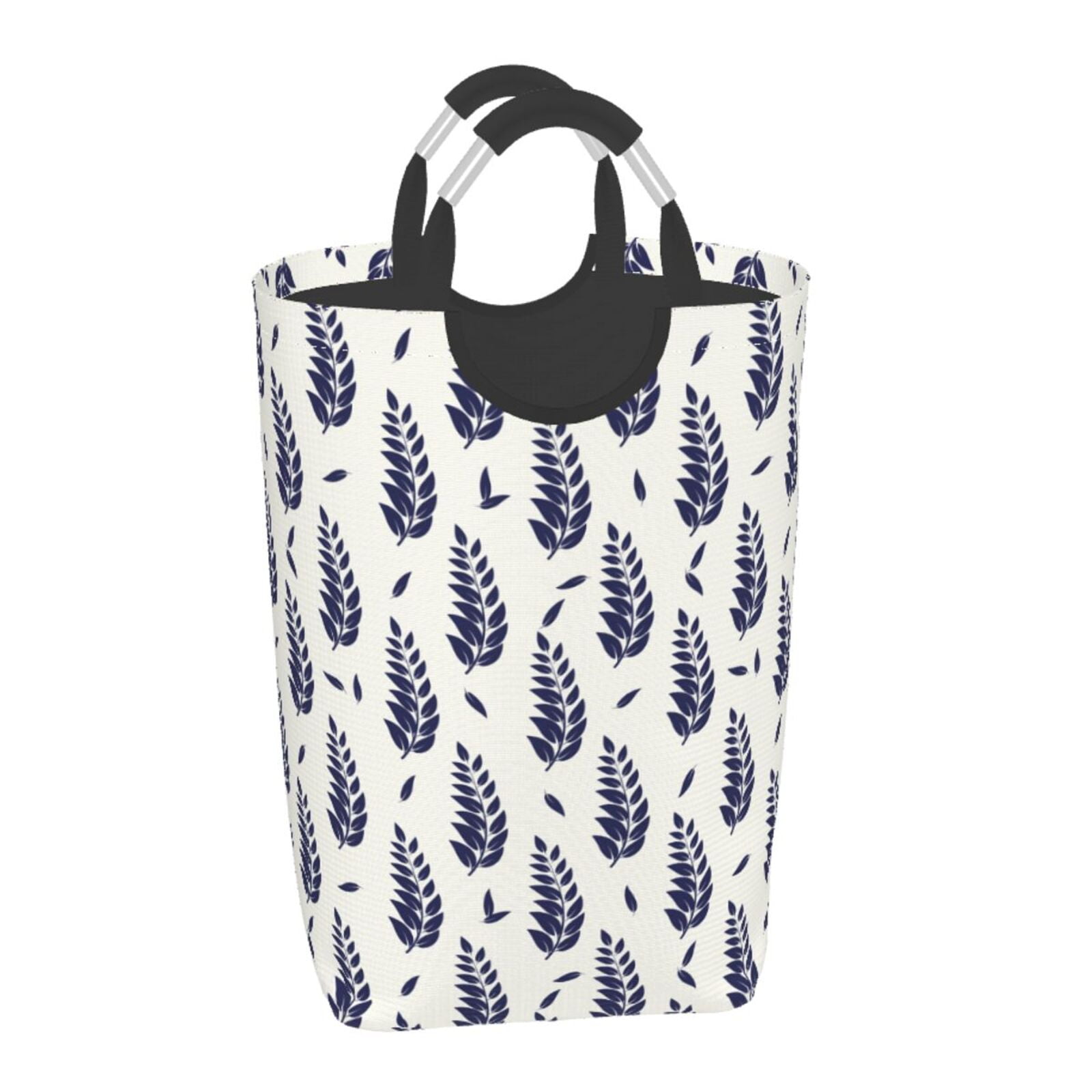 Gaeub Blue Leaves Print 50L Large Laundry Hampers with Handles ...