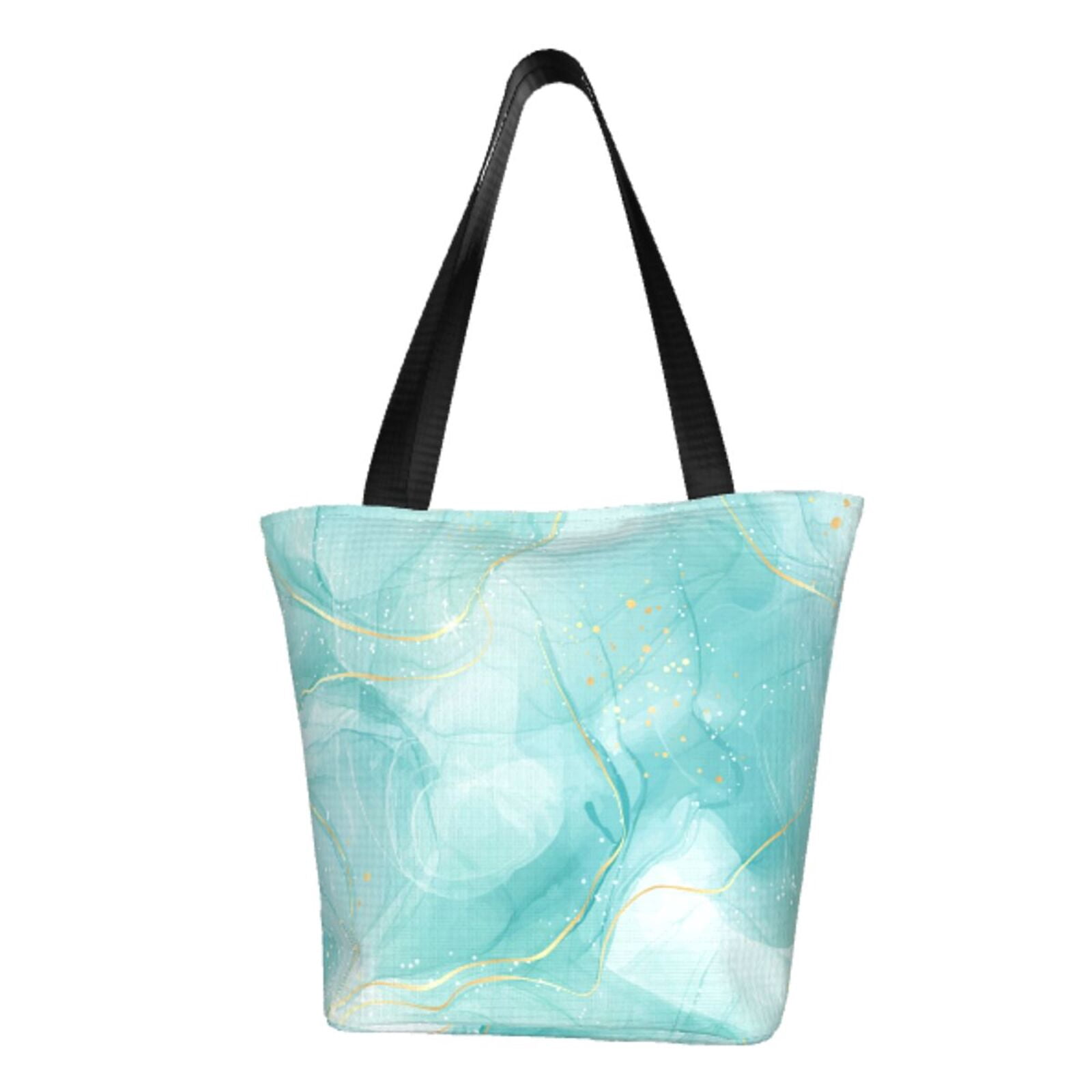 Gaeub Blue Marble Printed Tote Bag Grocery Bag Reusable Shoulder Bag ...