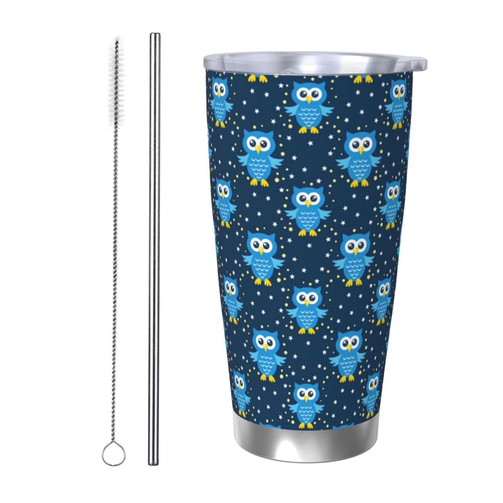 Gaeub Blue Owl Print 20-Ounce Stainless Steel Car Cup,Tumblers Cups ...