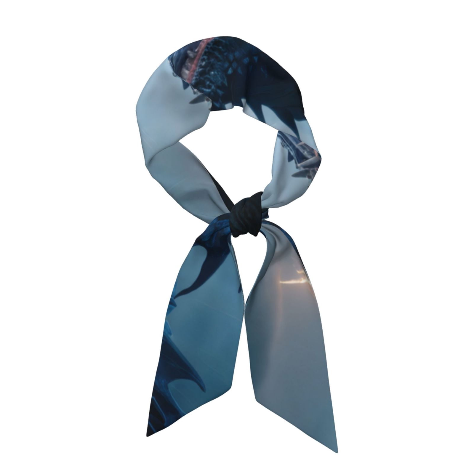 Gaeub Blue Thunder Storm Dragon Printed Silk Feeling Scarf ， Satin Head ...
