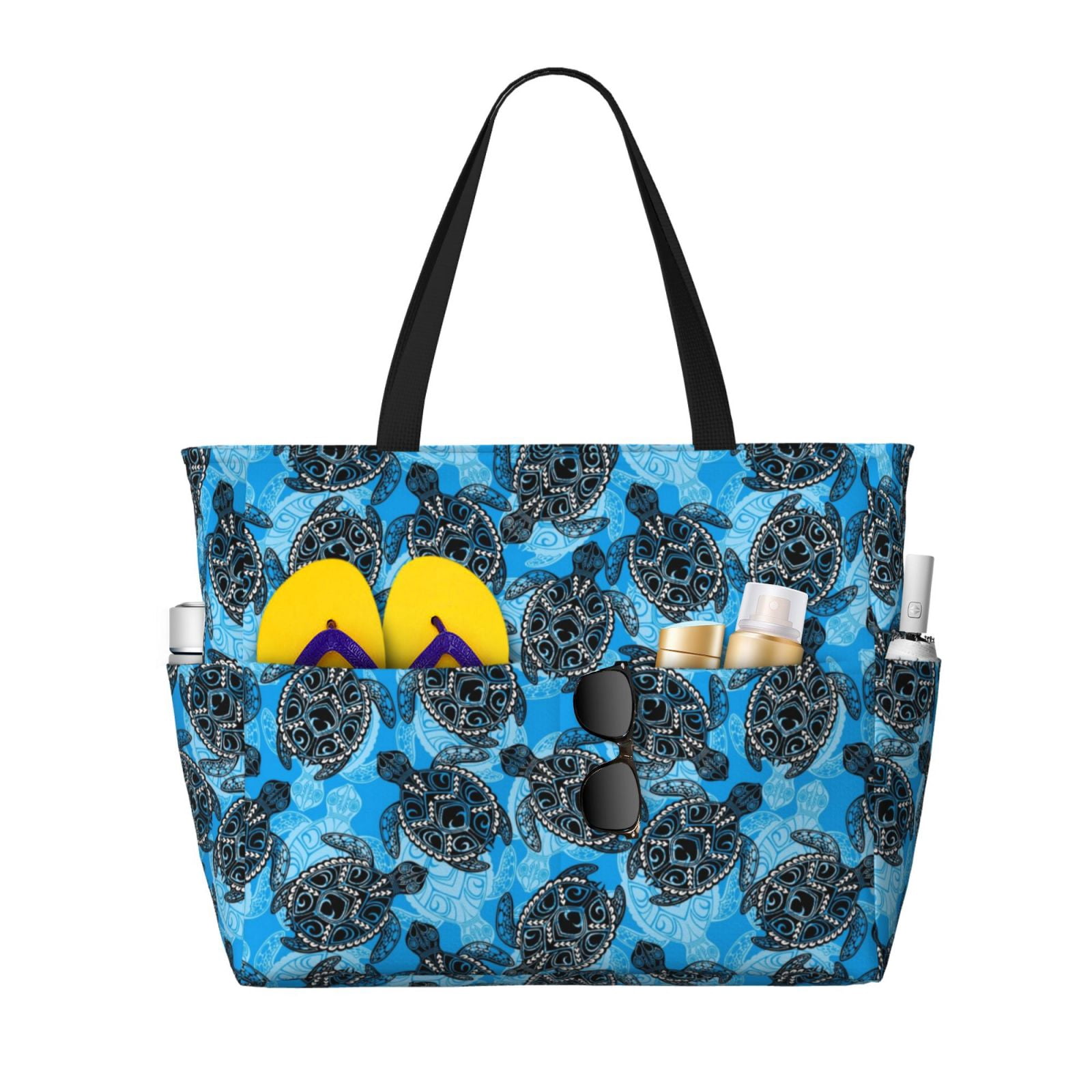 Gaeub Bohemian Sea Turtle Print Beach Bag,Large Tote Bag,Waterproof ...