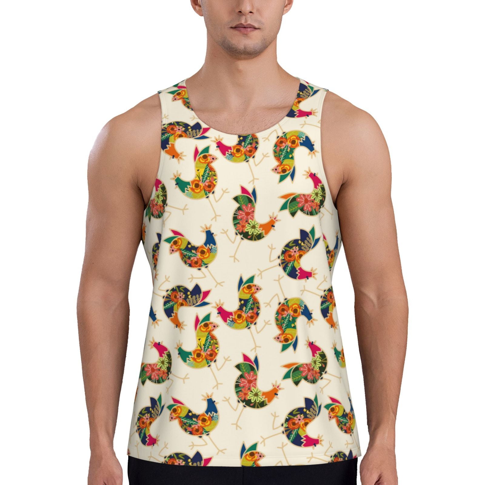 Gaeub Boho Chicken Men's Athletic Tank Top, Workout Sleeveless Shirts ...
