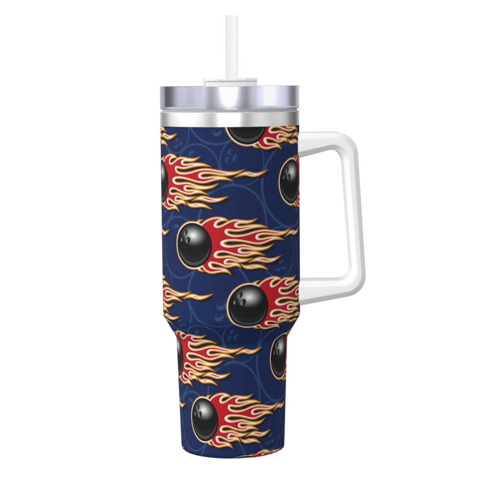 Gaeub Bowling Ball And Flame Print Stainless Steel Hot/Cold Coffee Cup ...