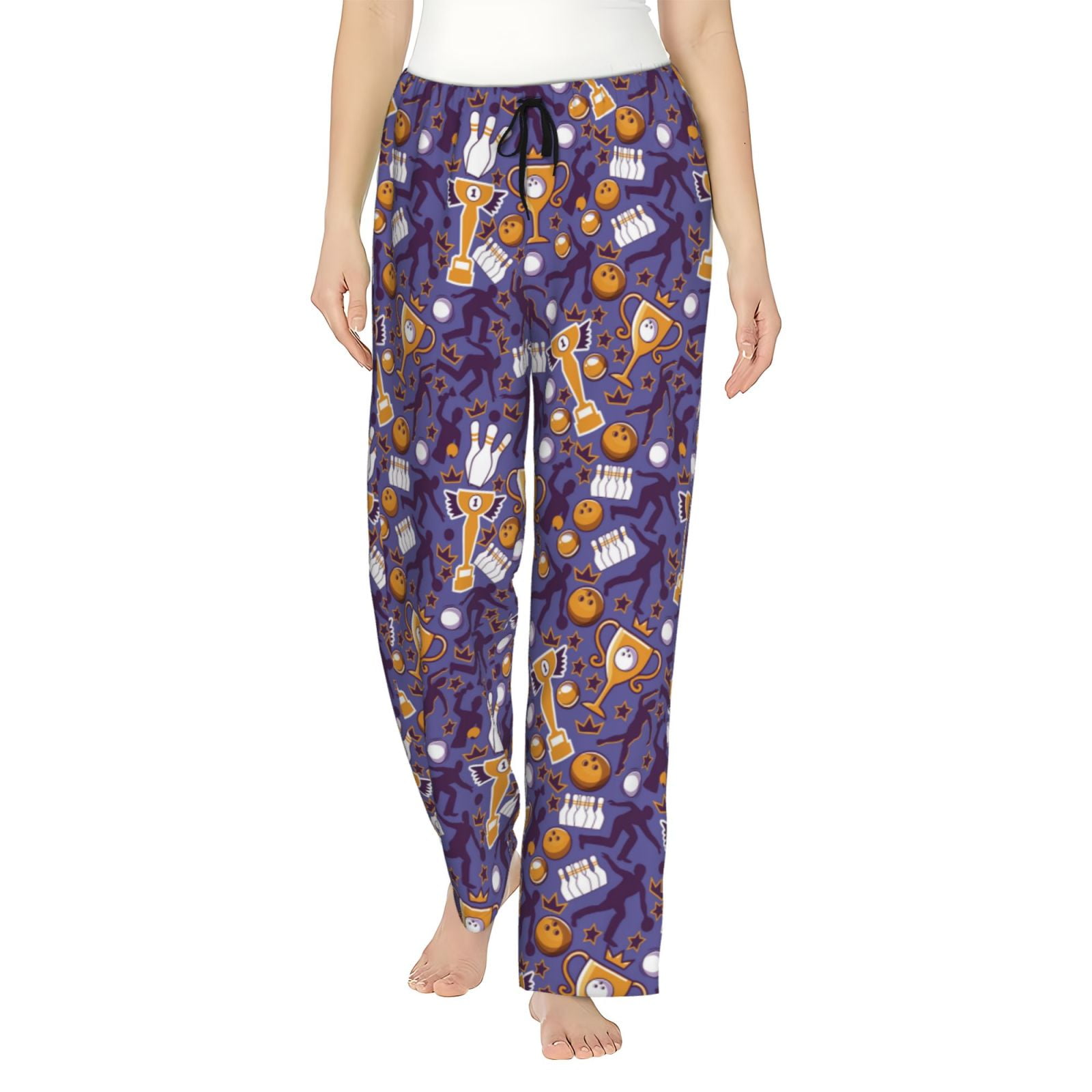 Gaeub Bowling Game Soft Pajama Pants for Women, Wide Leg Comfy Casual ...